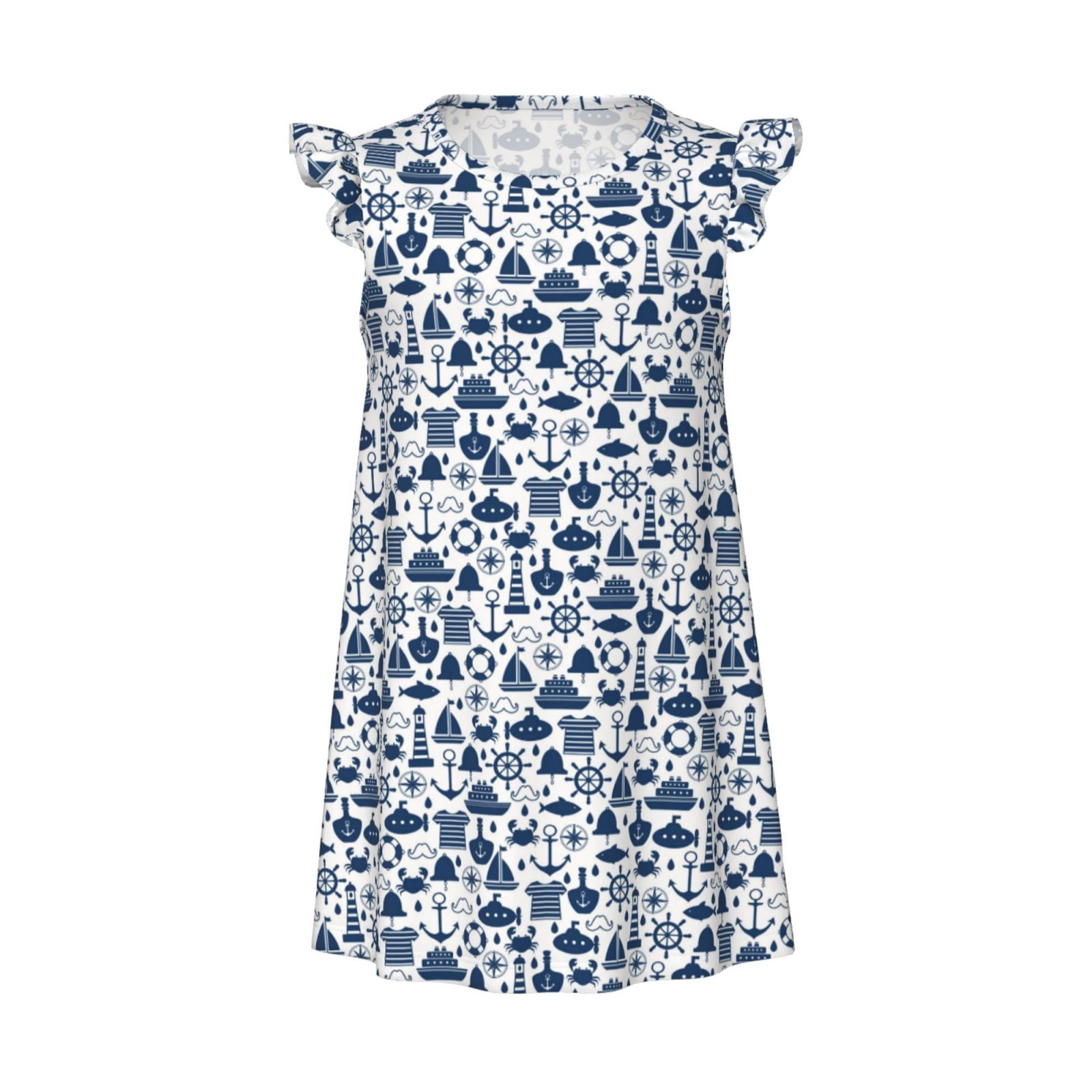 KLL Seaside Primary Color Print Girls Nightgowns Pajamas for Girl ...
