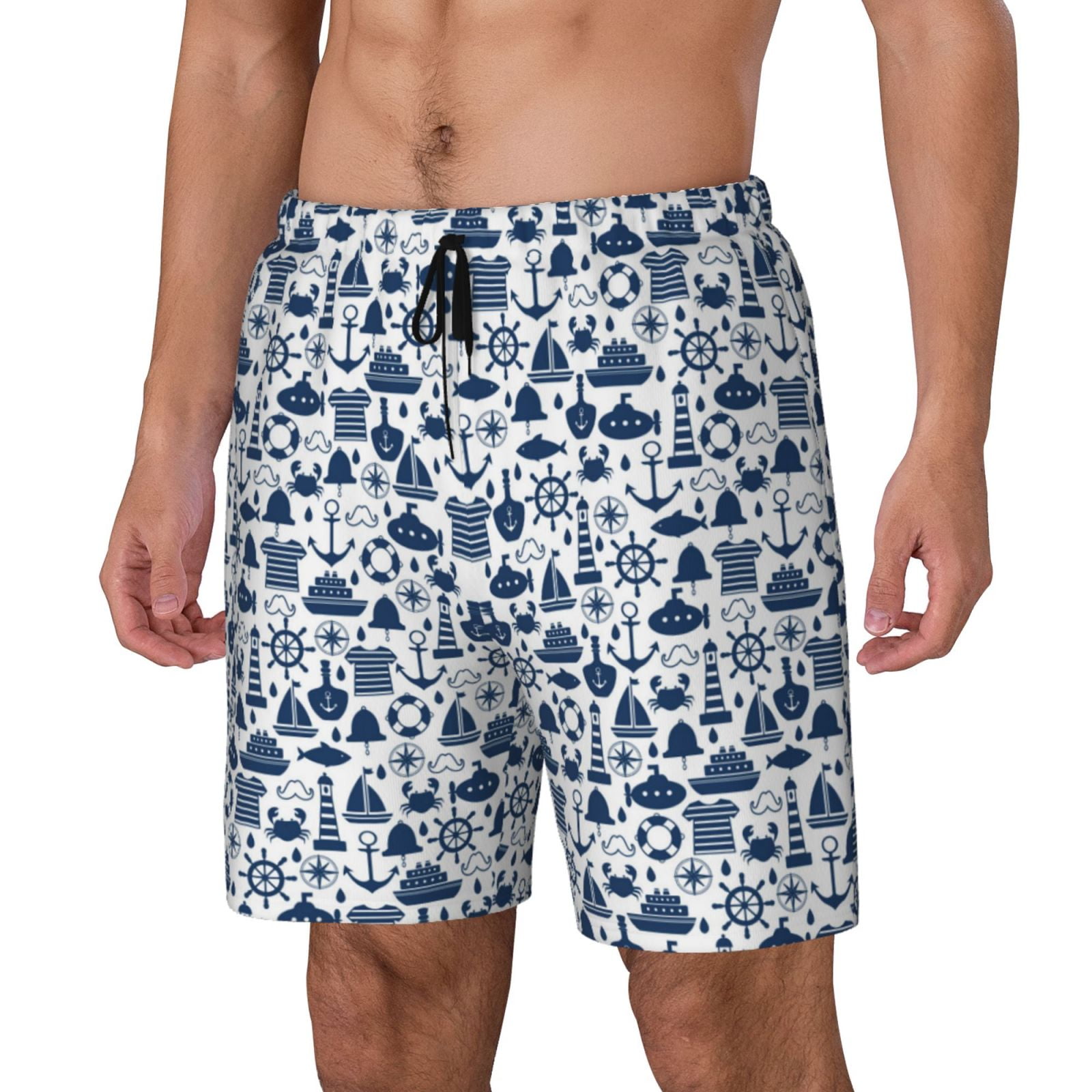 KLL Seaside Primary Color for Mens Swim Trunks Quick Dry Swim Shorts with Built-in Compression ...