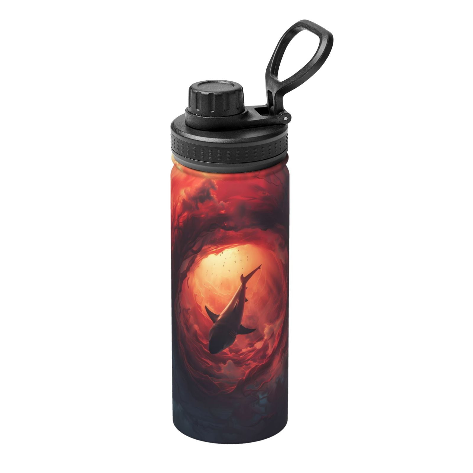 KLL Shark Underwater Vortex Pattern 18oz Insulated Water Bottle ...
