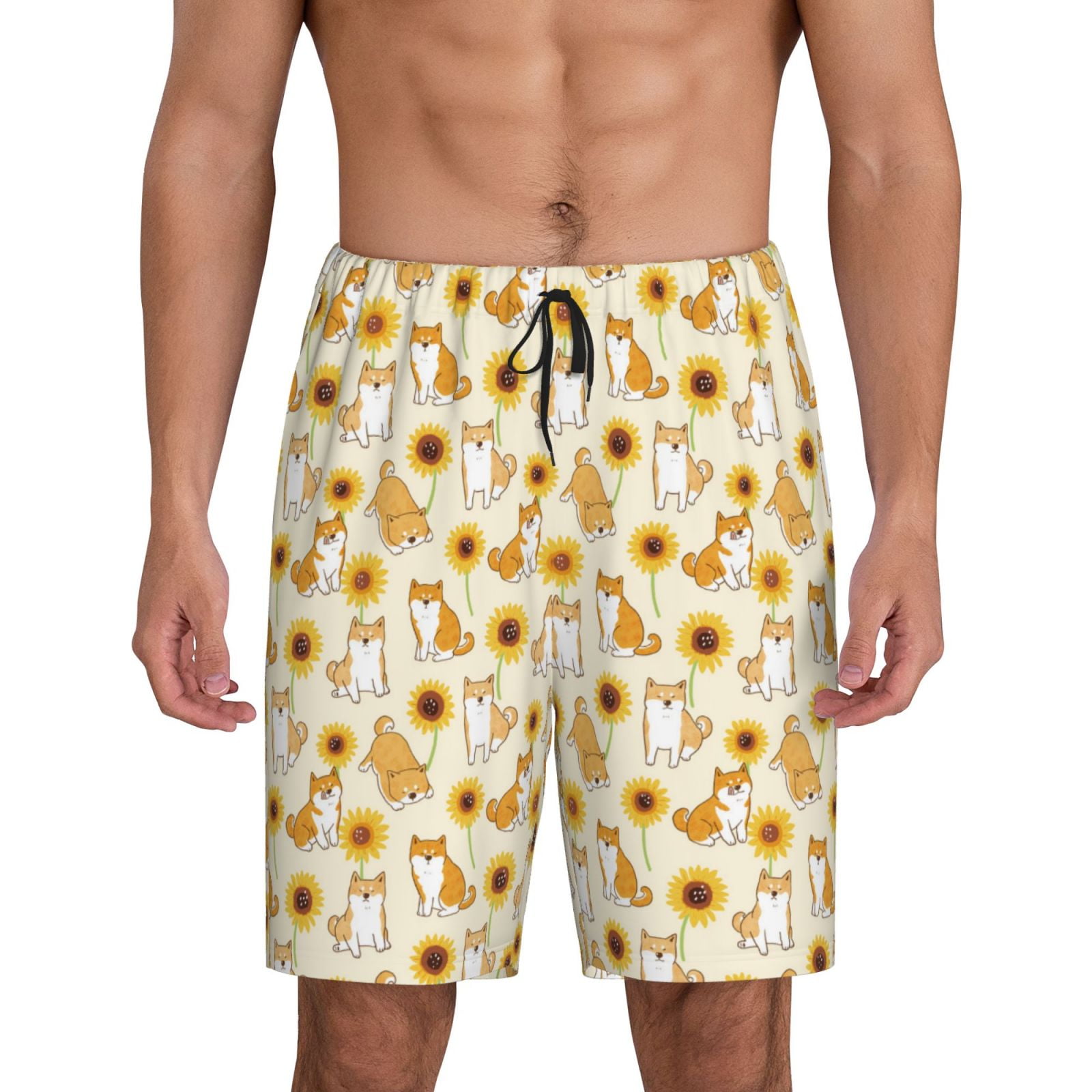 KLL Shiba Inu Sunflower for Men's 1-Pack Shorts,Sleep Pajama Shorts for ...