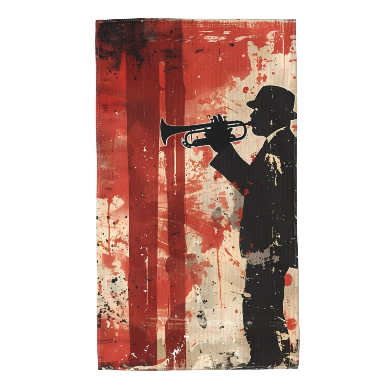 KLL Silhouette Trumpet Red Art Ultra Absorbent & Soft Hand Towels for ...