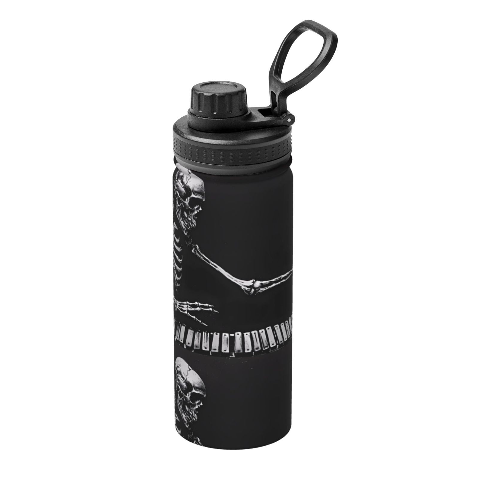 KLL Skeleton Playing Xylophone Pattern 18oz Insulated Water Bottle ...