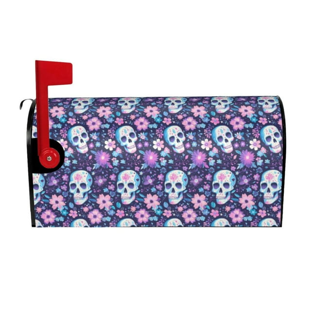 KLL Skull Purple Flower Pattern Mailbox Covers,Magnetic Mailbox ...