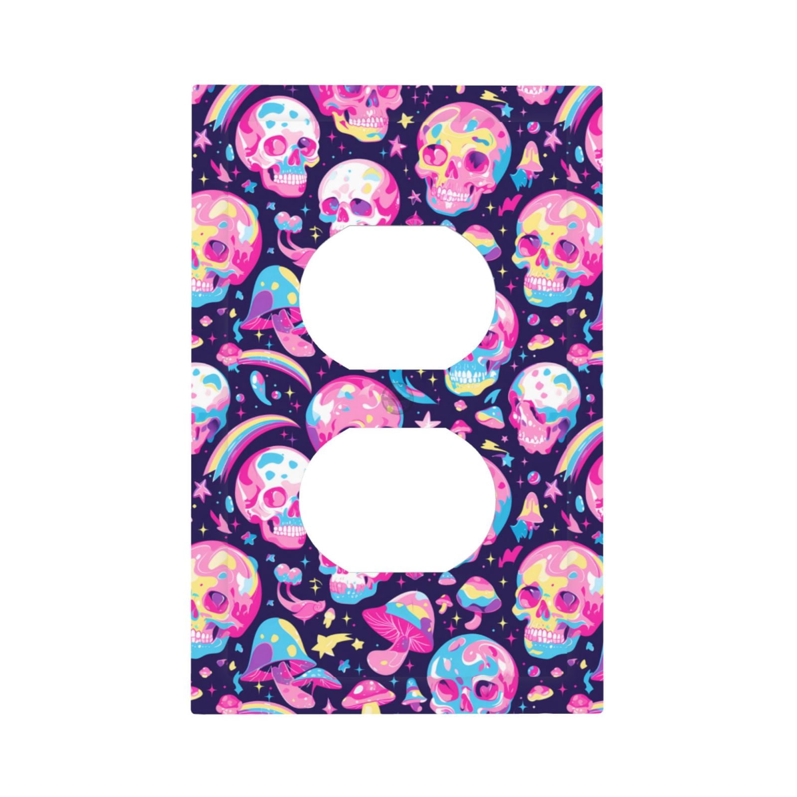 KLL Skull mushroom colorful cute Pattern Electrical Outlet Covers, 3" x ...