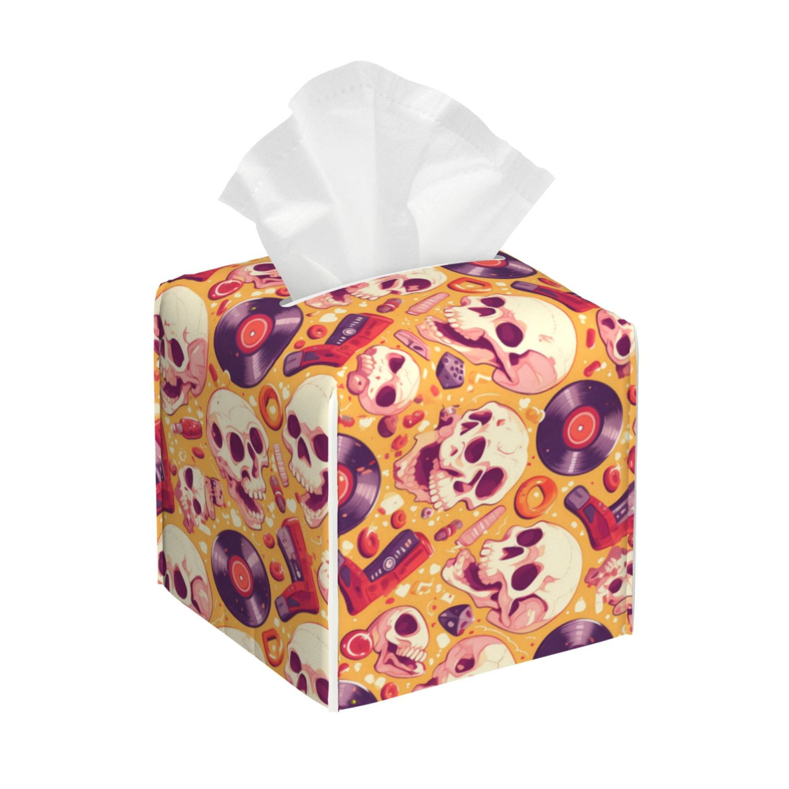 KLL Skull rock record Print Tissue Box Cover,Leather Tissue Holder ...