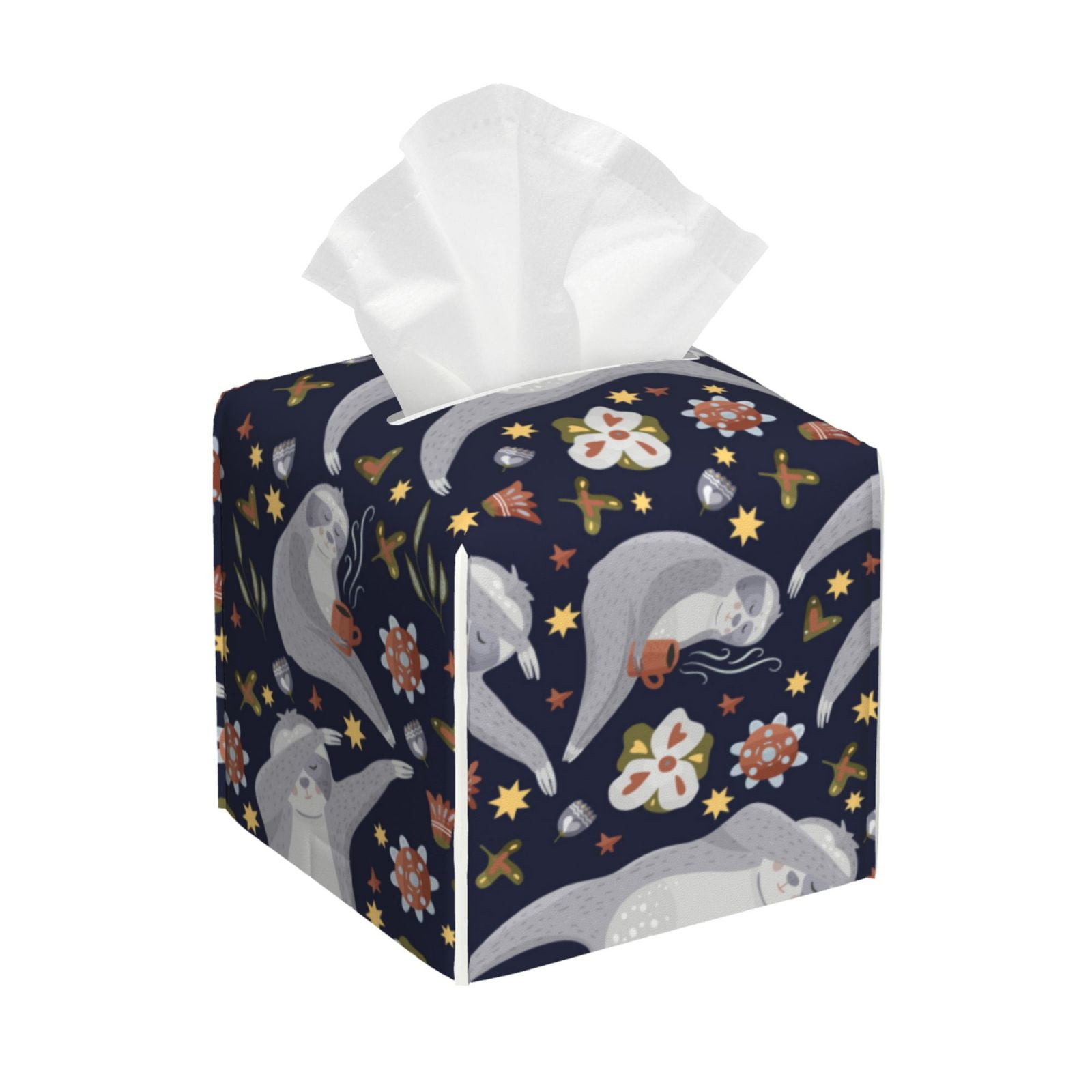 KLL Sloths Dancing Print Tissue Box Cover,Leather Tissue Holder Square ...