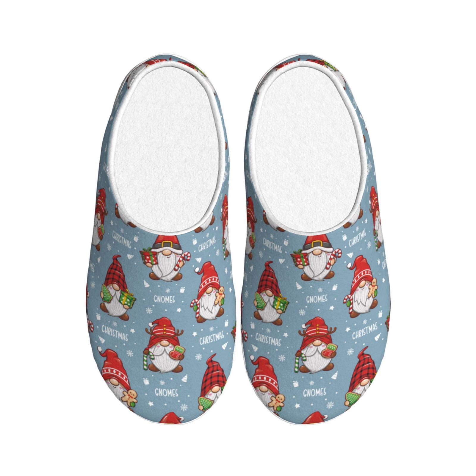 KLL Snowflake Christmas gnome Pattern Adult Unisex Cozy Slippers,Fuzzy ...