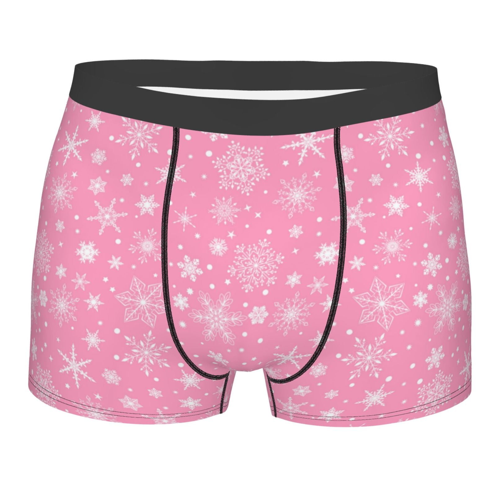 KLL Snowflake pink backgrounds Men's Cotton Boxer Briefs Underwear ...