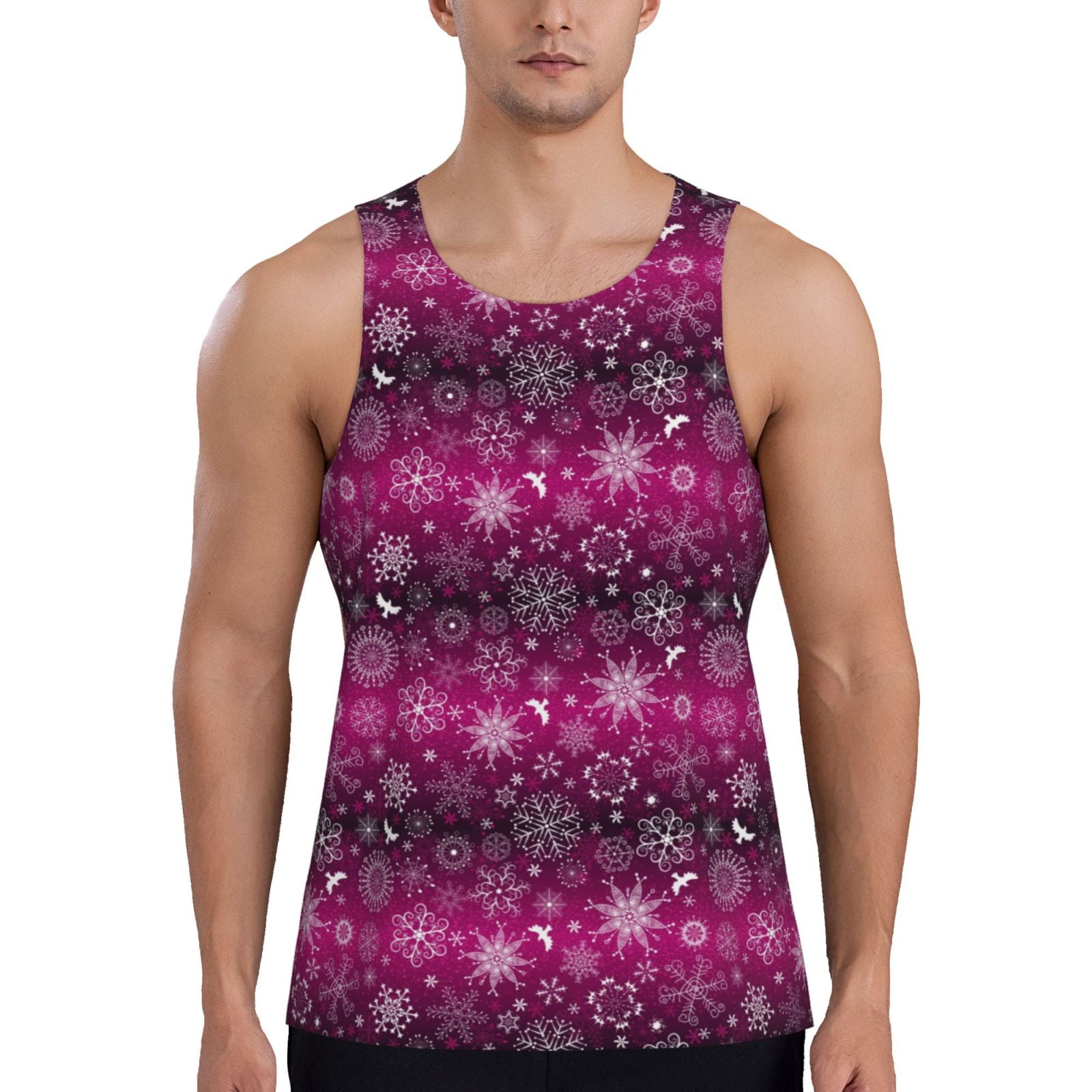 KLL Snowflakes And Christmas Print Men's Muscle Gym Workout Stringer ...