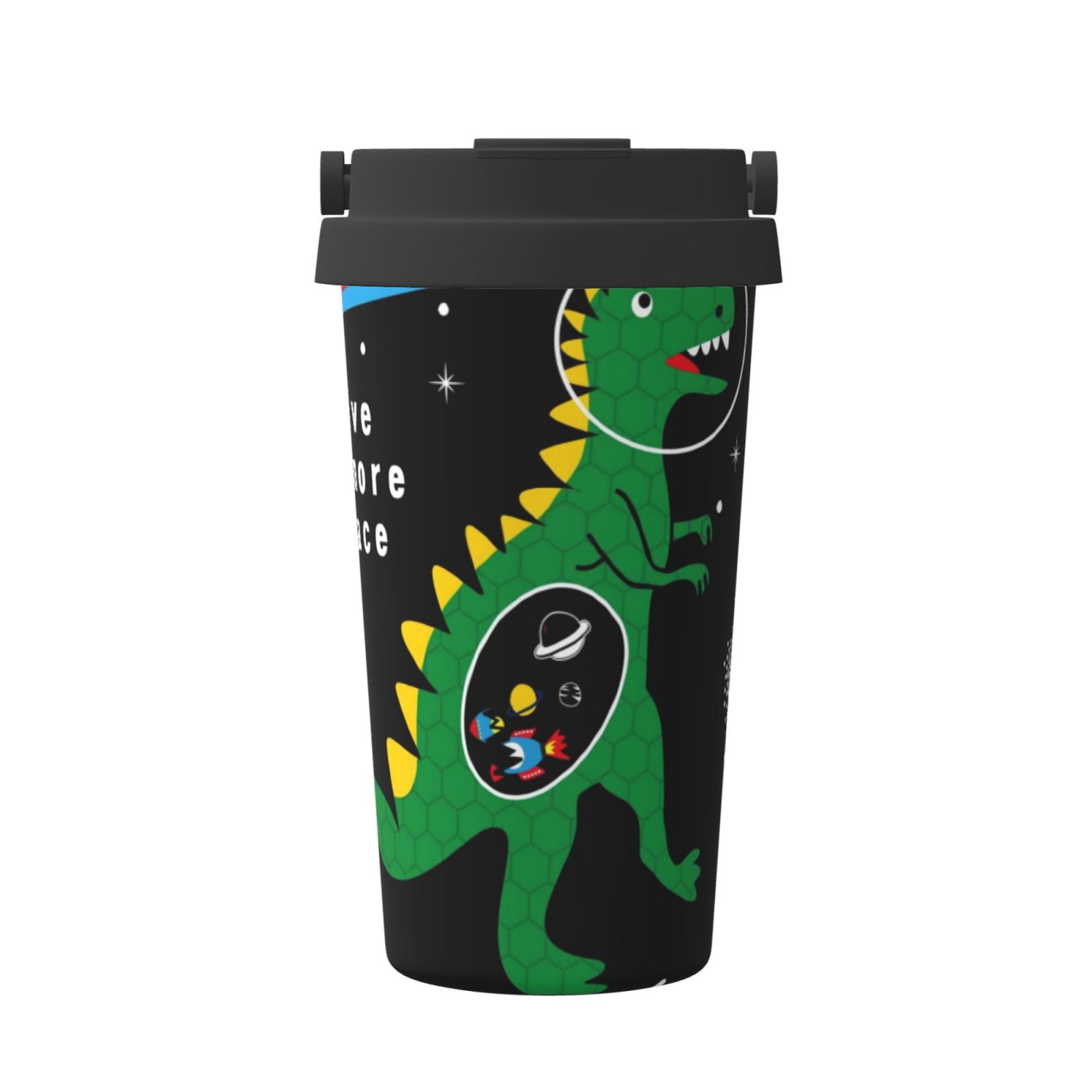 KLL Space Dino Cartoon Black Pattern Stainless Steel Vacuum Insulated ...