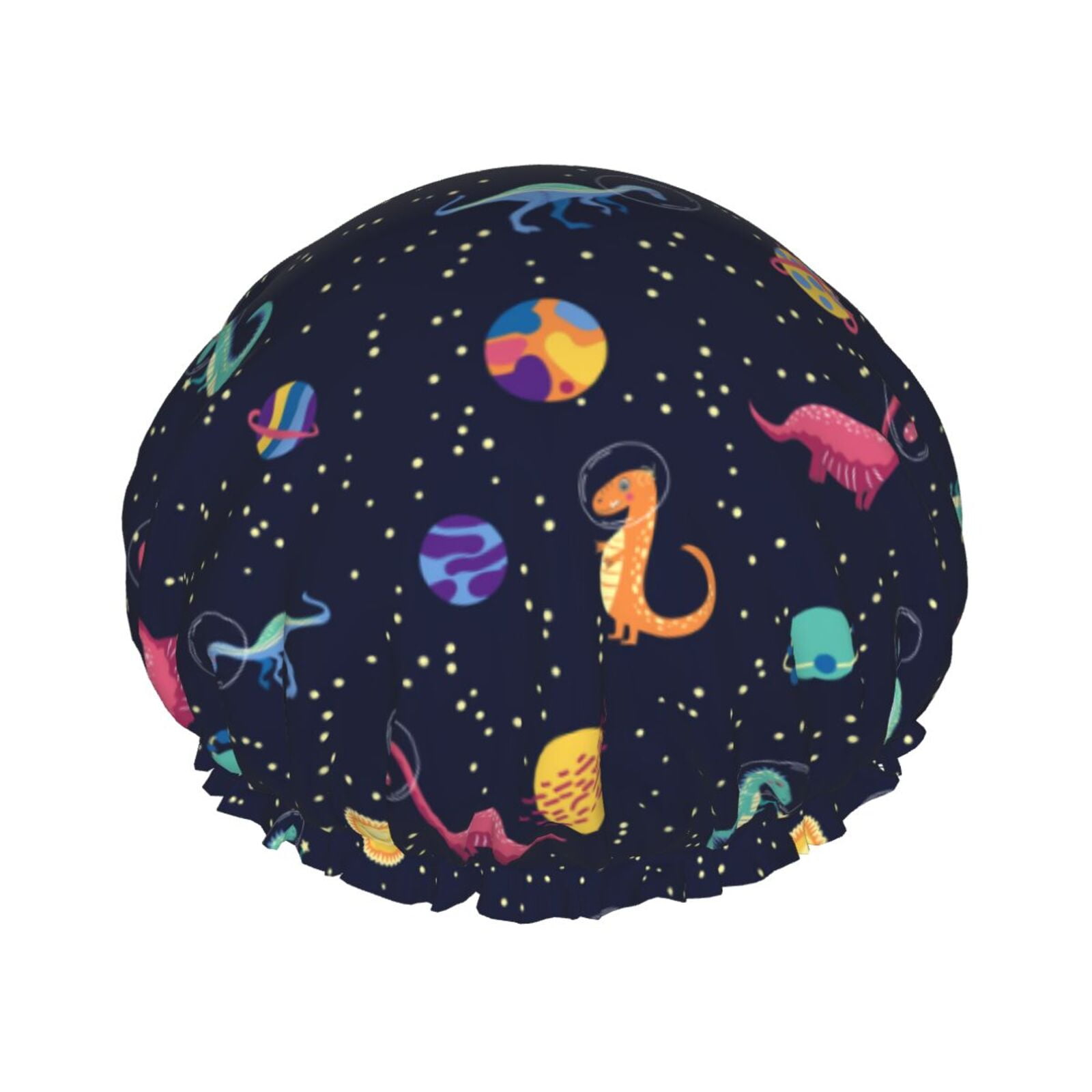 KLL Space Dinosaur Pattern Shower Cap & Bath Cap for Women,Reversible ...
