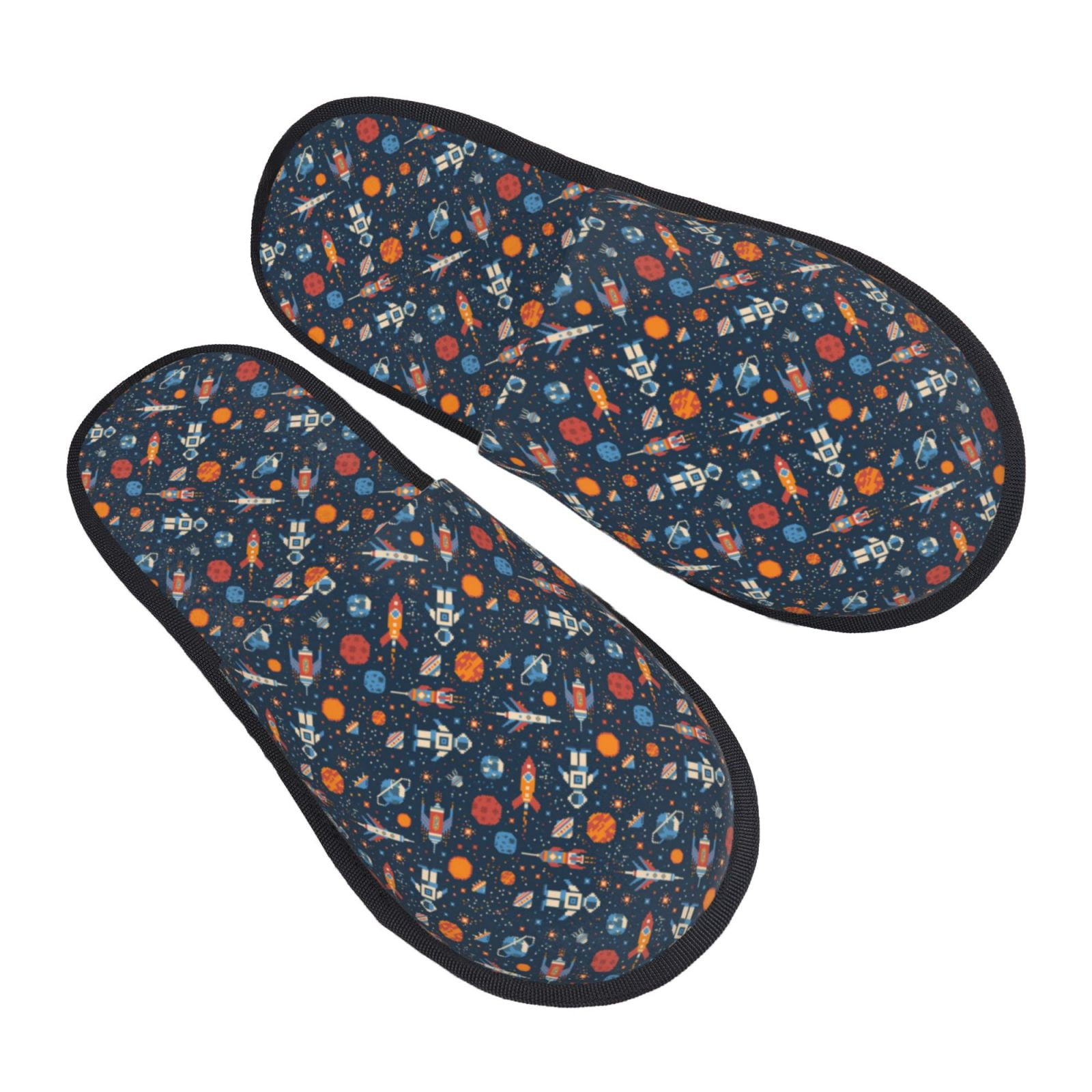 KLL Spaceships And Stars In Outer Space Slippers for Women Men House ...