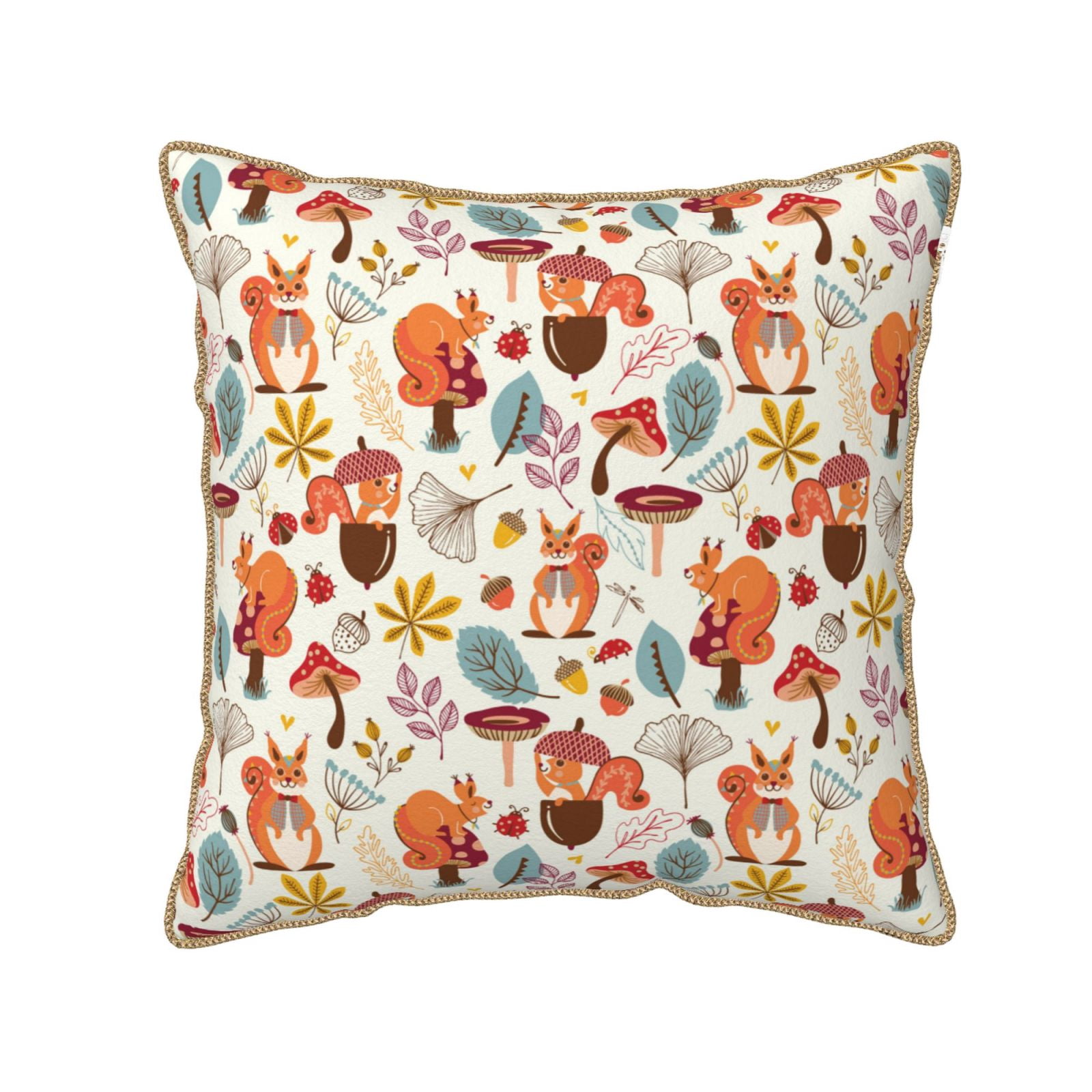 KLL Squirrel Nuts Mushroom Decorative Throw Pillow Covers Velvet Soft ...