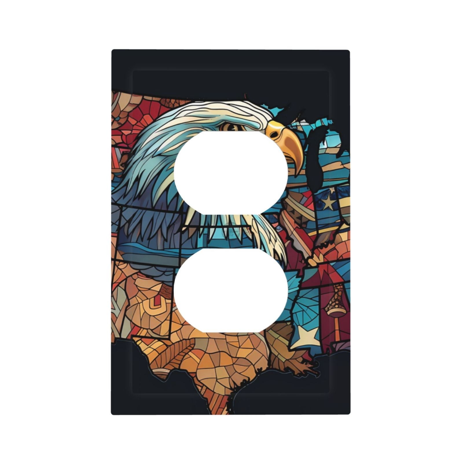 KLL Stained Glass Eagle USA Pattern Electrical Outlet Covers, 3" x 5" 1 ...