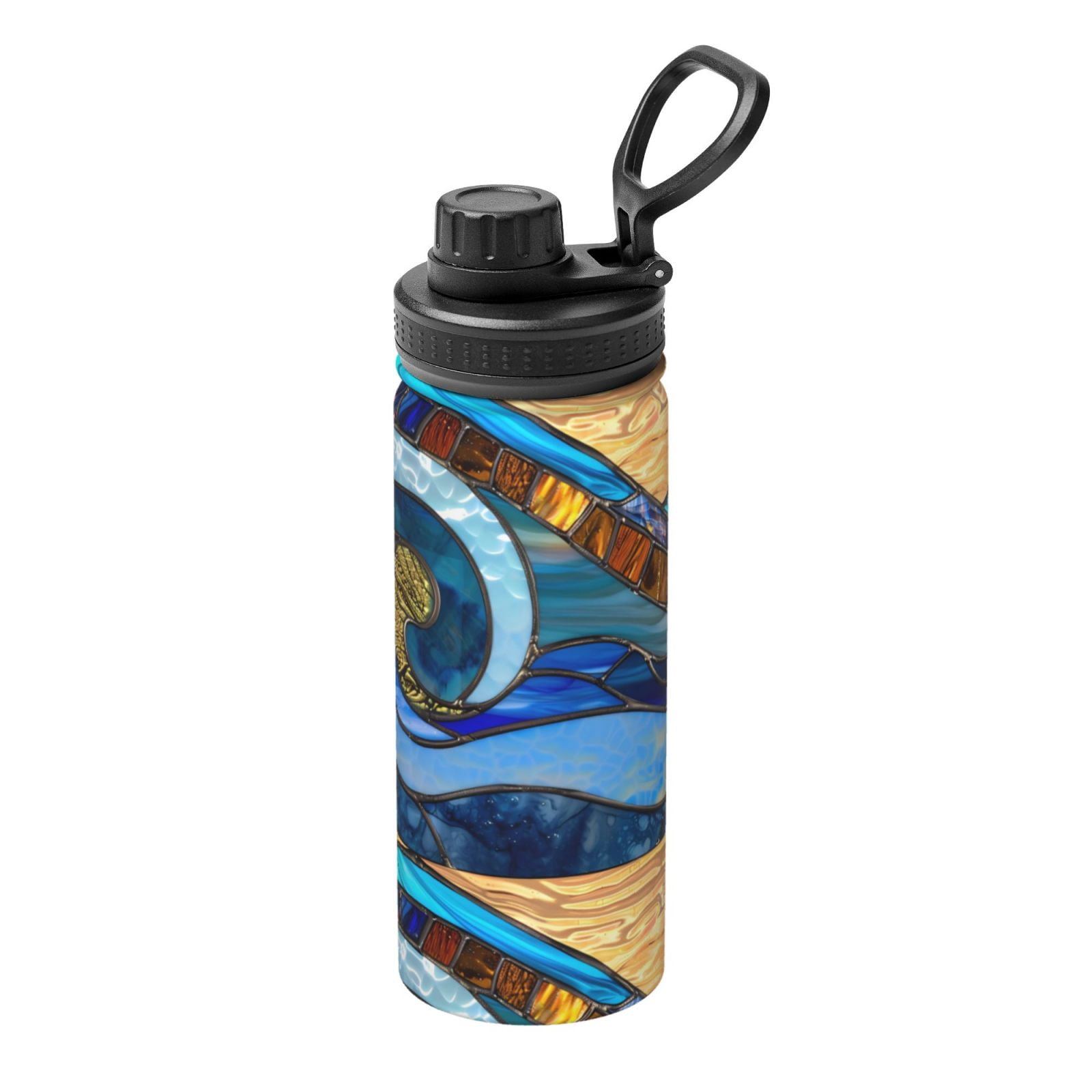KLL Stained Glass Ocean Wave Pattern 18oz Insulated Water Bottle ...