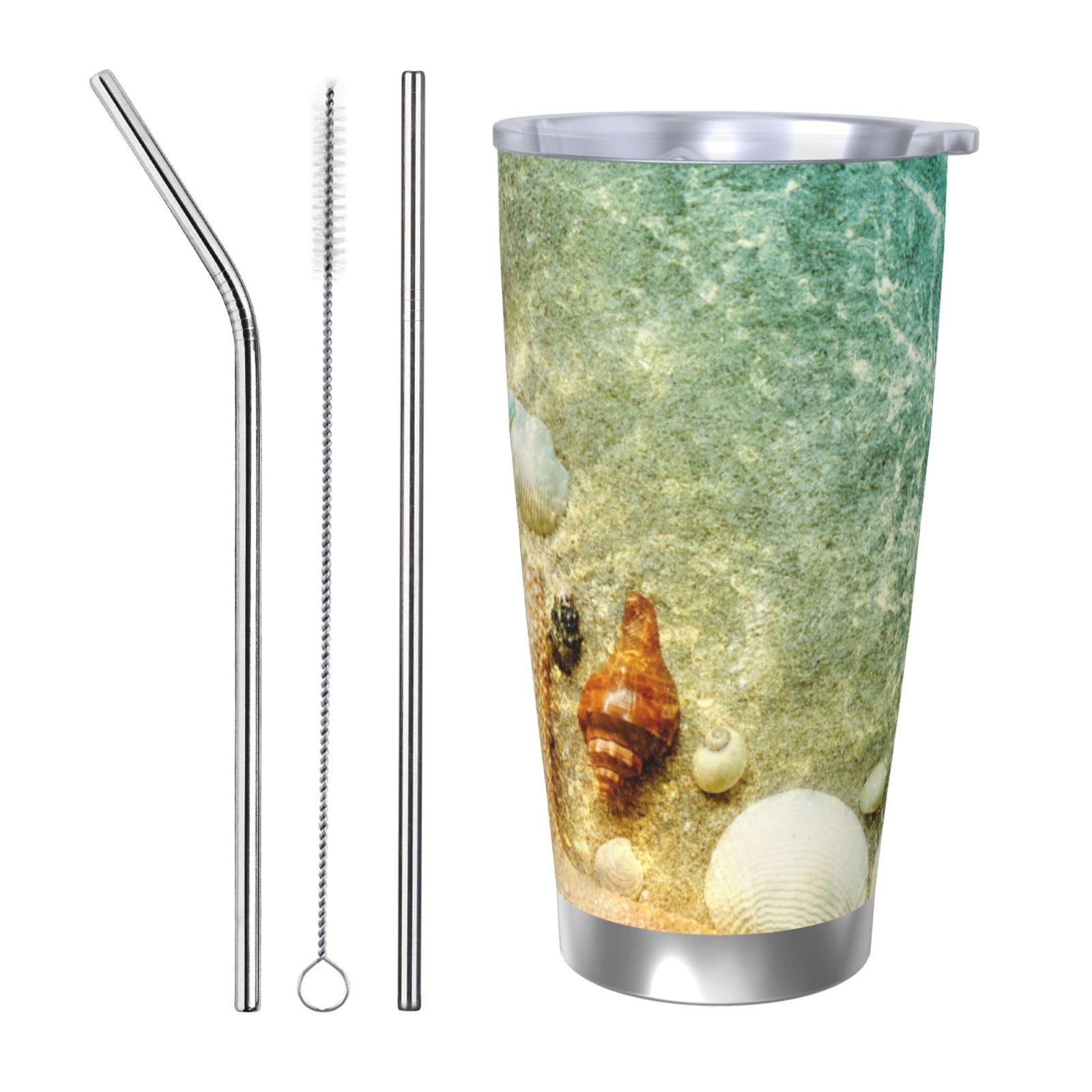 KLL Starfish And Seashell Print 40oz Stainless Steel Insulated Car Cup ...