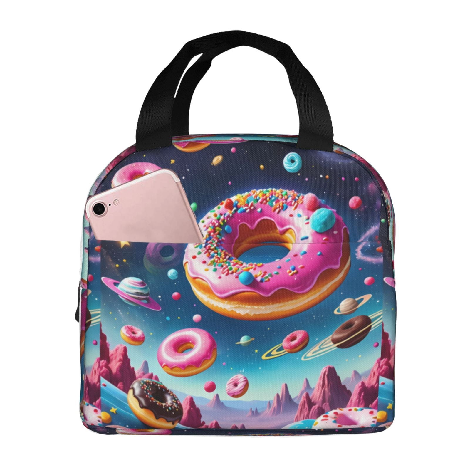 KLL Starry Sky Colorful Donut Print Insulated Lunch Bag Women, Reusable ...