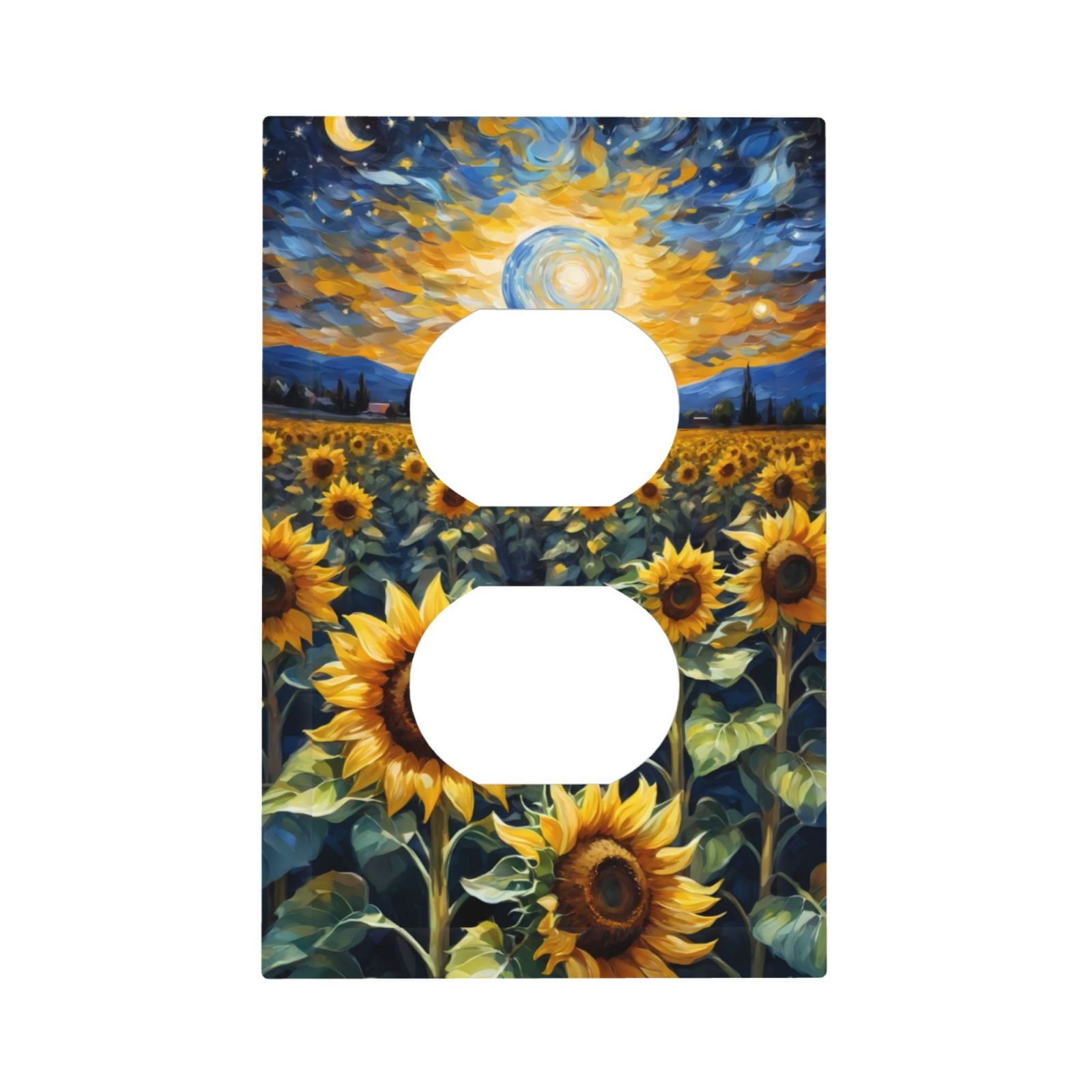 KLL Starry Sky Moon Sunflower Pattern Electrical Outlet Covers, 3" x 5 ...