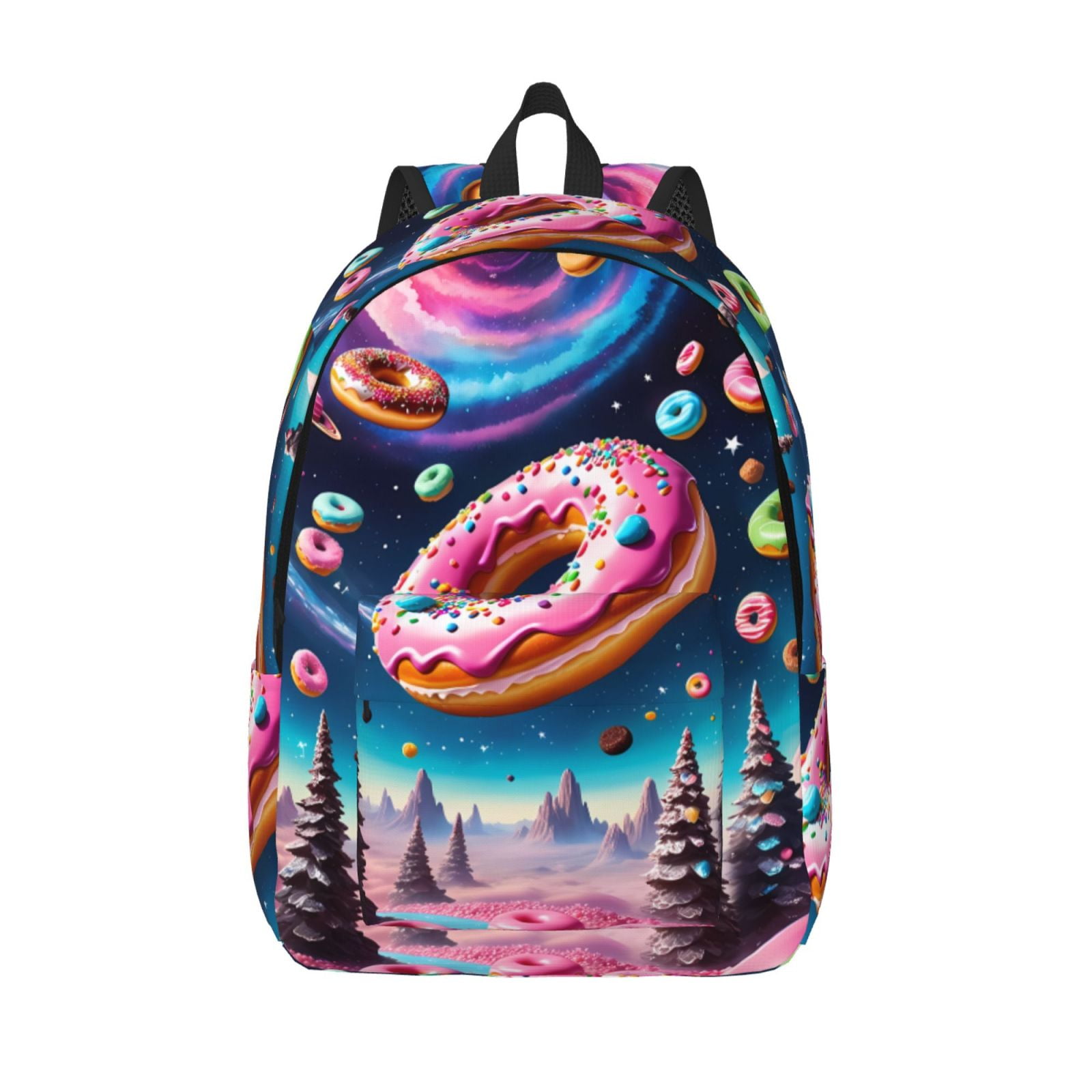KLL Starry Sky Pine Tree Donut Print Travel Laptop Backpack - College ...