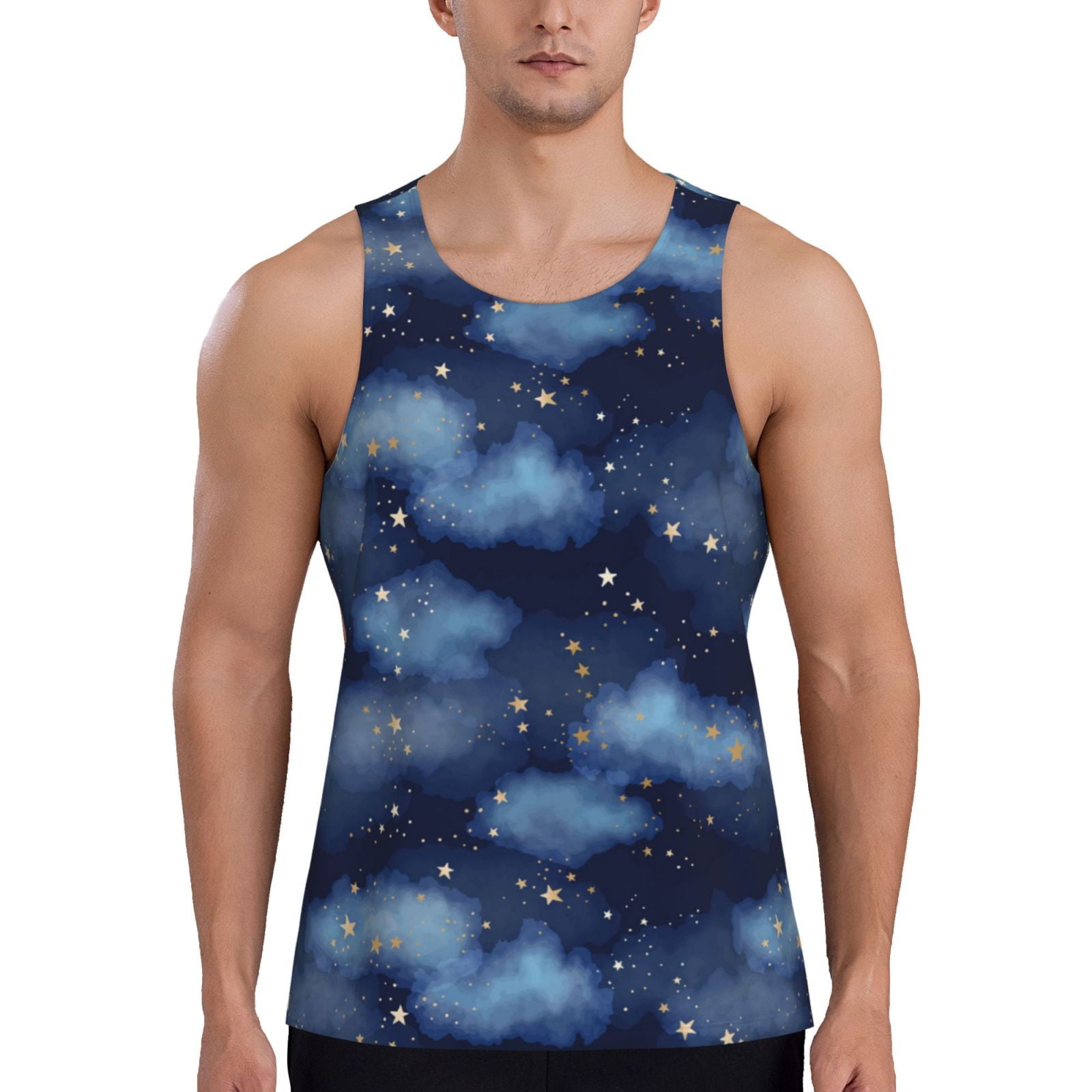 KLL Starry Sky Print Men's Muscle Gym Workout Stringer Tank Tops ...