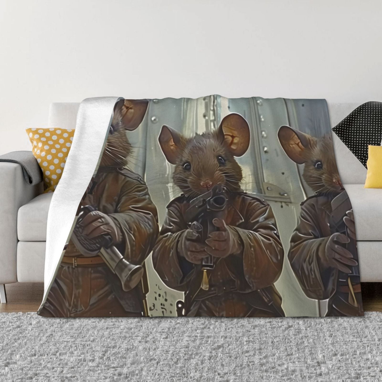 KLL Steampunk Space Mice Warriors Print Fleece Throw Blanket ...