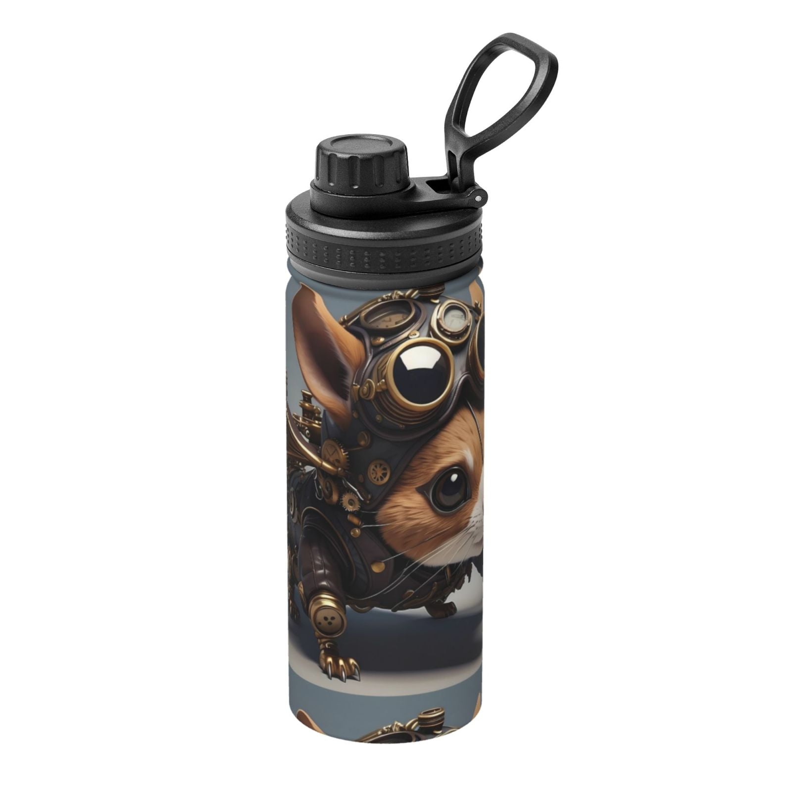 KLL Steampunk Squirrel Pilot Pattern 18oz Insulated Water Bottle ...