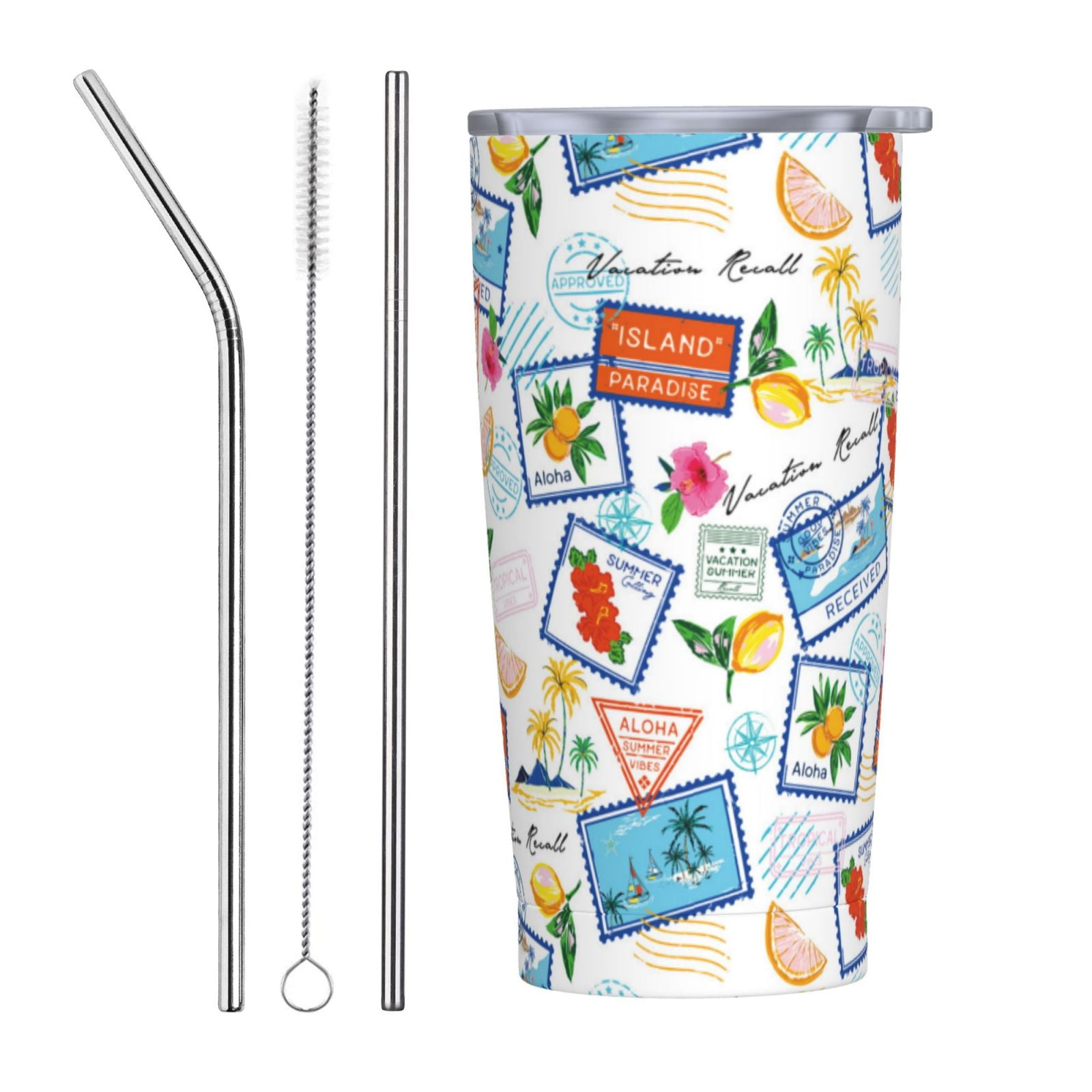 KLL Summer Stamp Stainless Steel Vacuum Insulated Coffee Cup 20 oz Lids ...