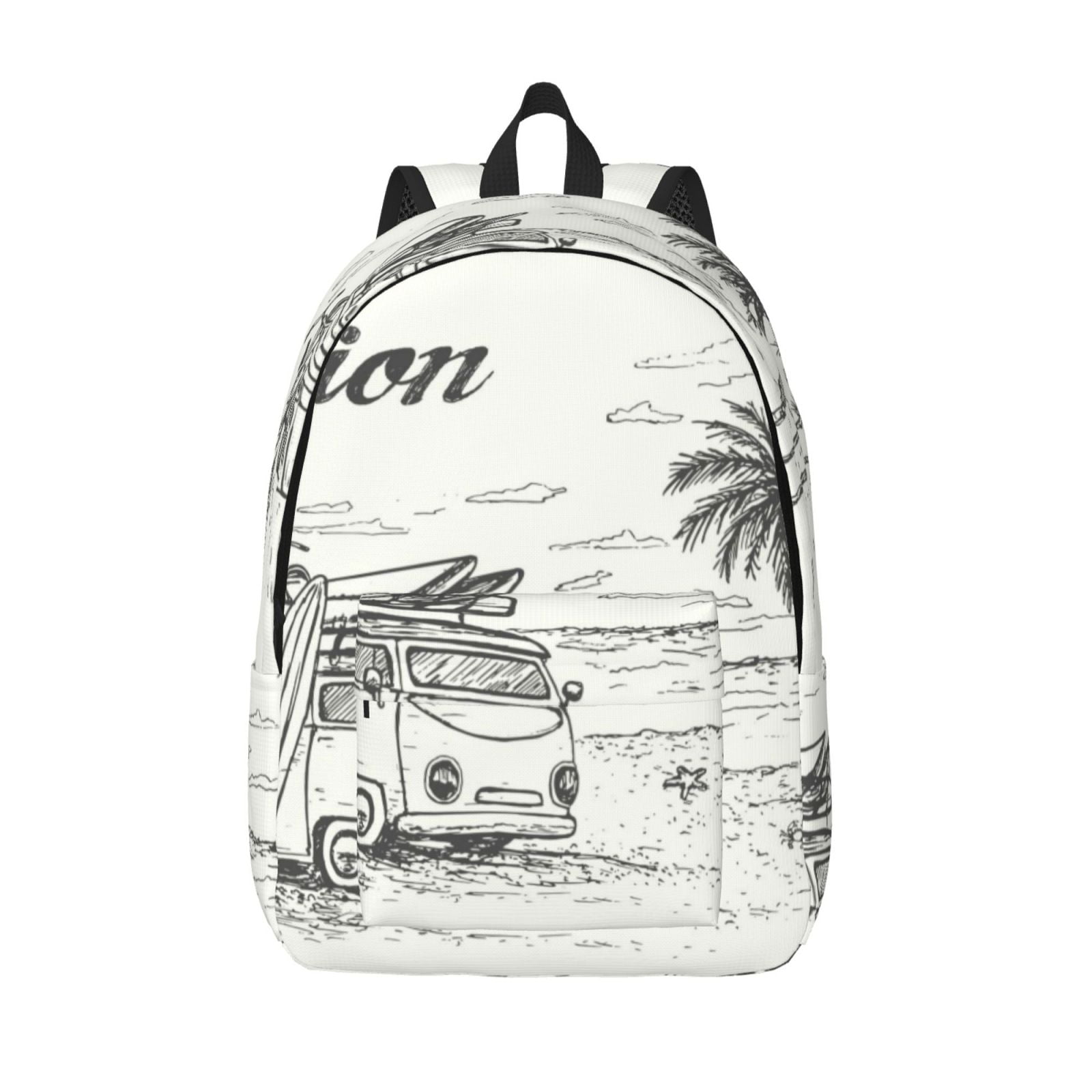 KLL Summer Vacation Scene With Camping Van Print Travel Laptop Backpack ...