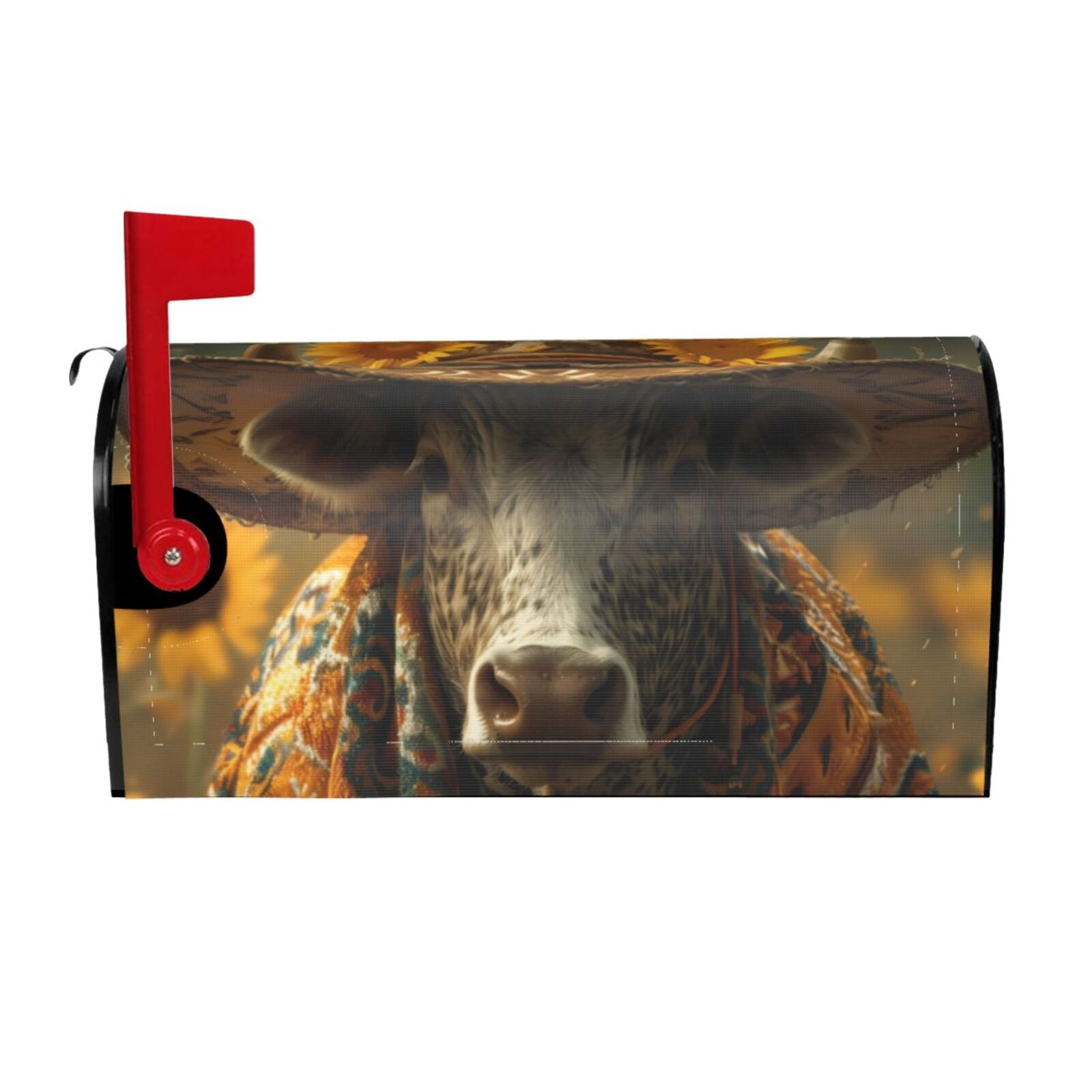 KLL Sunflower Cowboy Hat Cow Pattern Mailbox Covers,Magnetic Mailbox ...