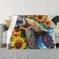 KLL Sunflower Turtle Print Fleece Throw Blanket, Horizontal Fleece ...