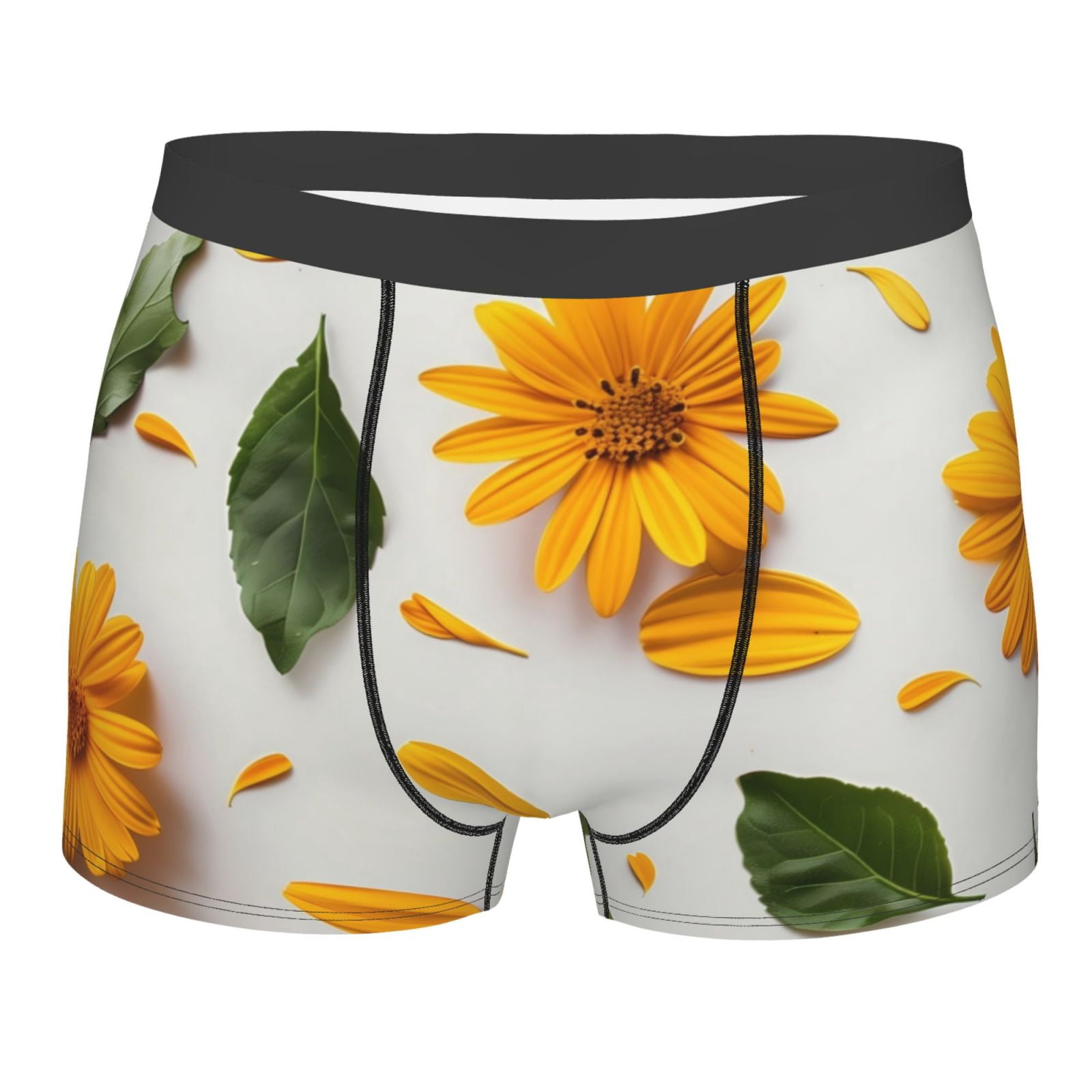KLL Sunny Yellow SunFlower Men's Cotton Boxer Briefs Underwear-Large ...