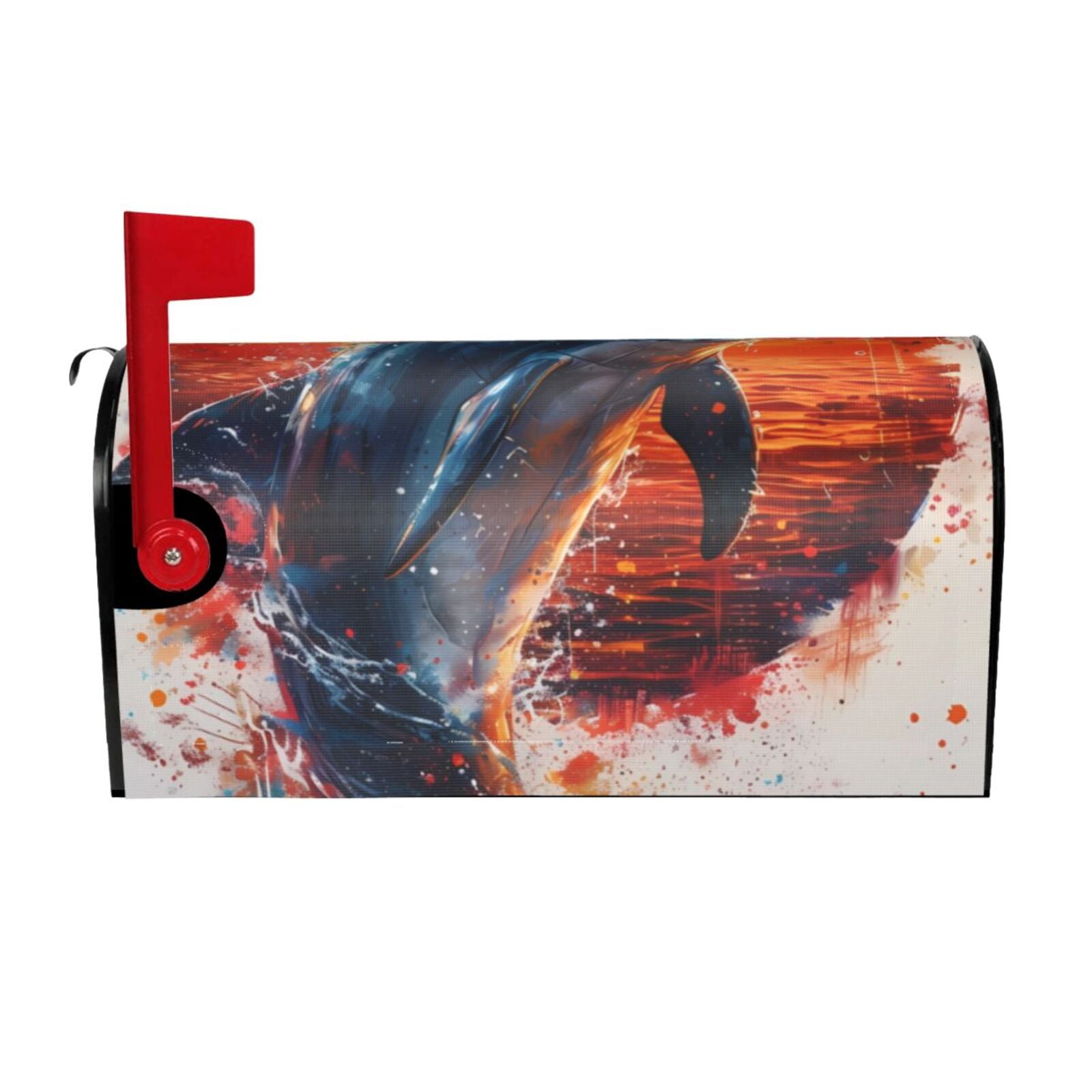KLL Sunset Ocean Watercolor Dolphin Pattern Mailbox Covers,Magnetic ...