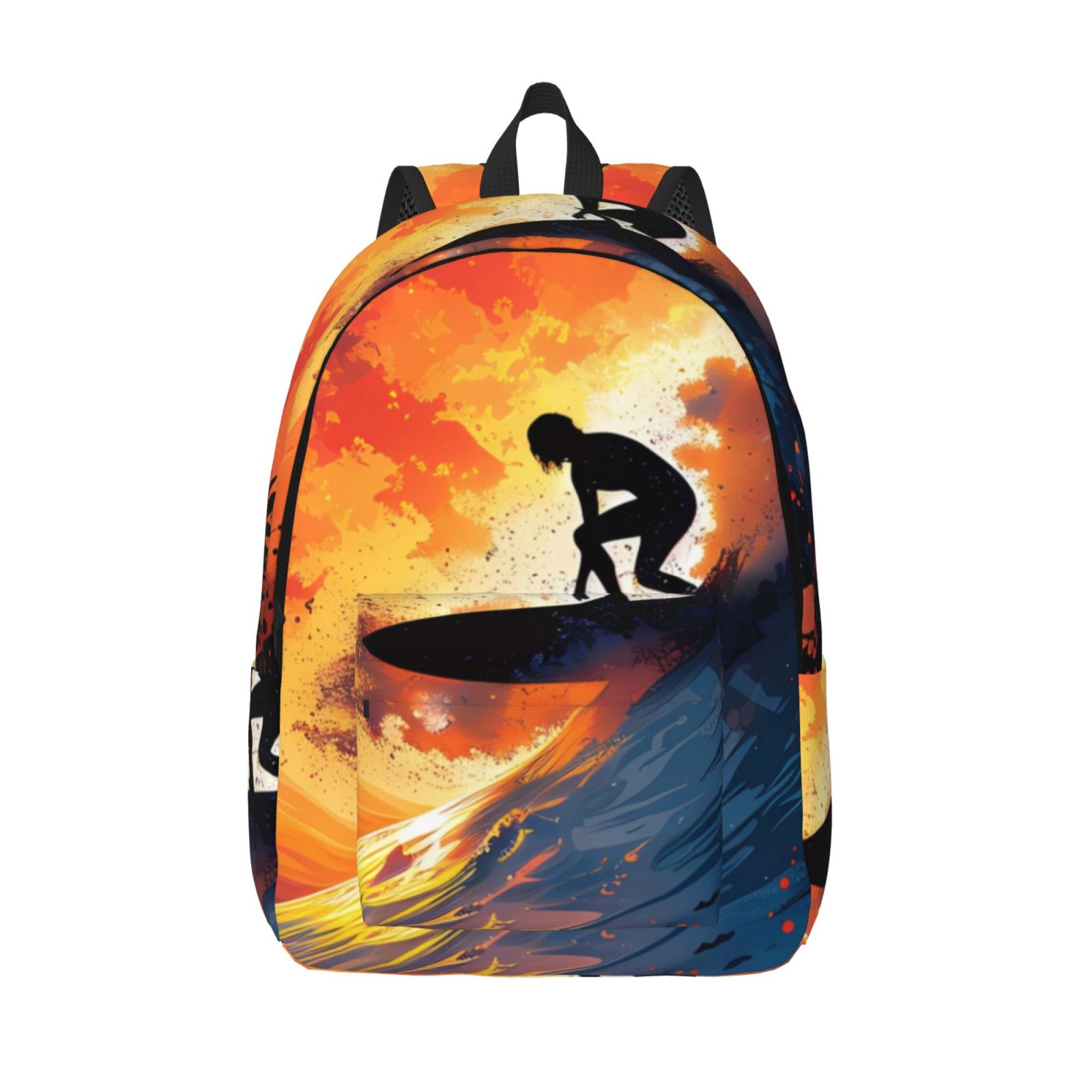 KLL Sunset Surfing Silhouette Print Travel Laptop Backpack - College ...