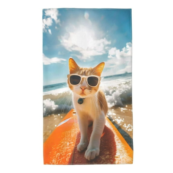 KLL Surfing Cat Sun Ultra Absorbent & Soft Hand Towels for Bath, Hand ...