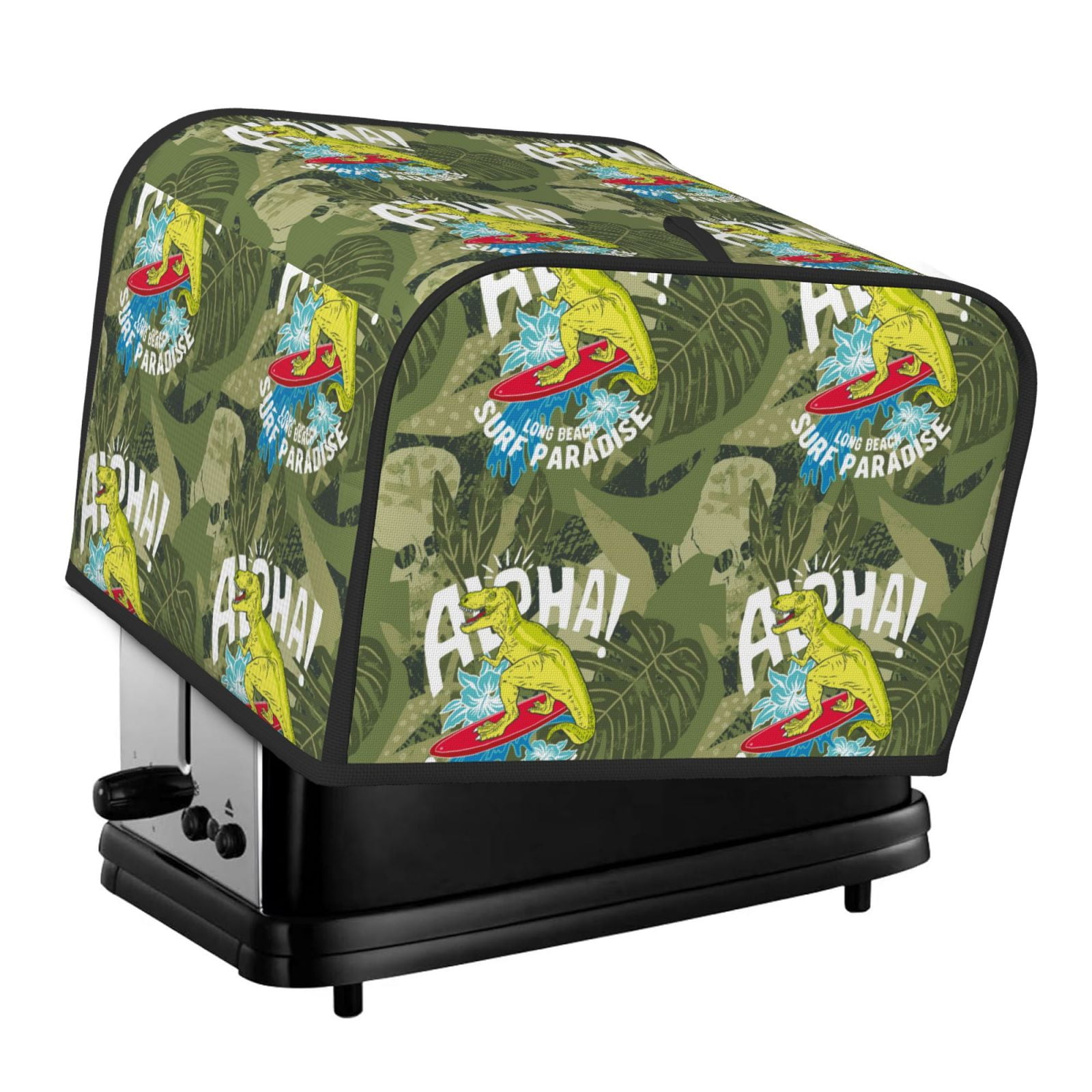 KLL Surfing Dinosaur Print 4 Slice Toaster Dust Covers Kitchen Small ...