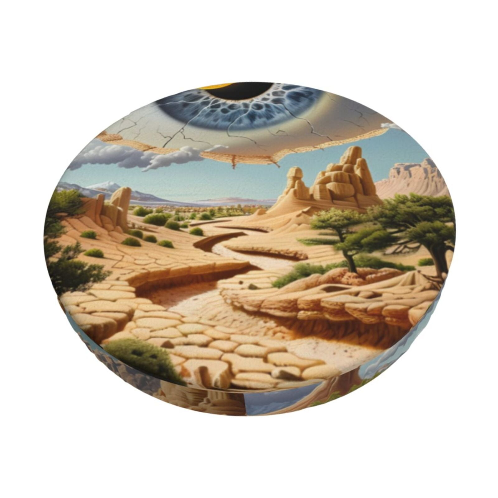 KLL Surreal Desert Eye Landscape Round Bar Chair Cushion Cover 13 inch ...