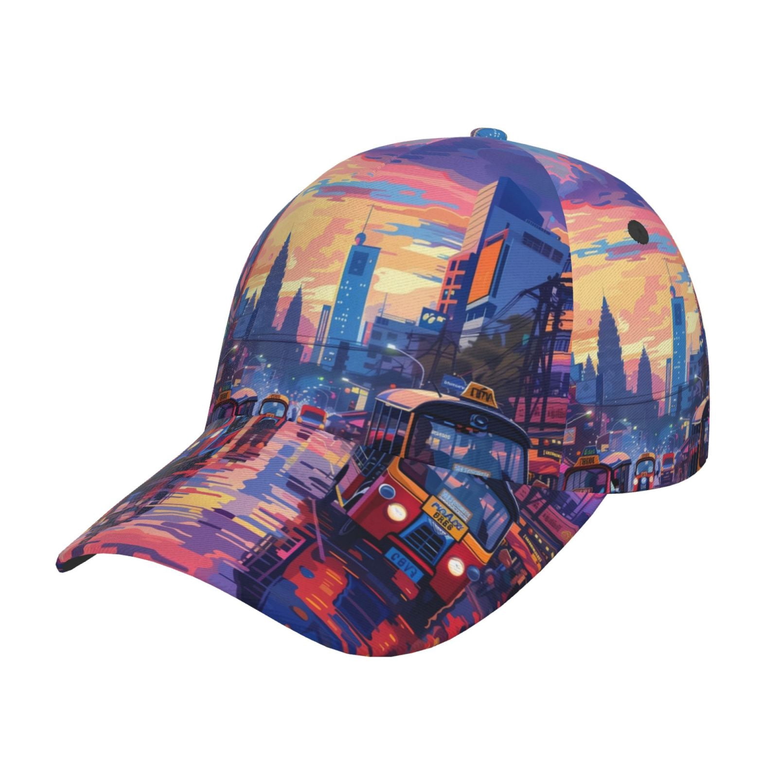 KLL Taxi Colorful Town Pattern Baseball Caps for Outdoor Sports,Golf ...