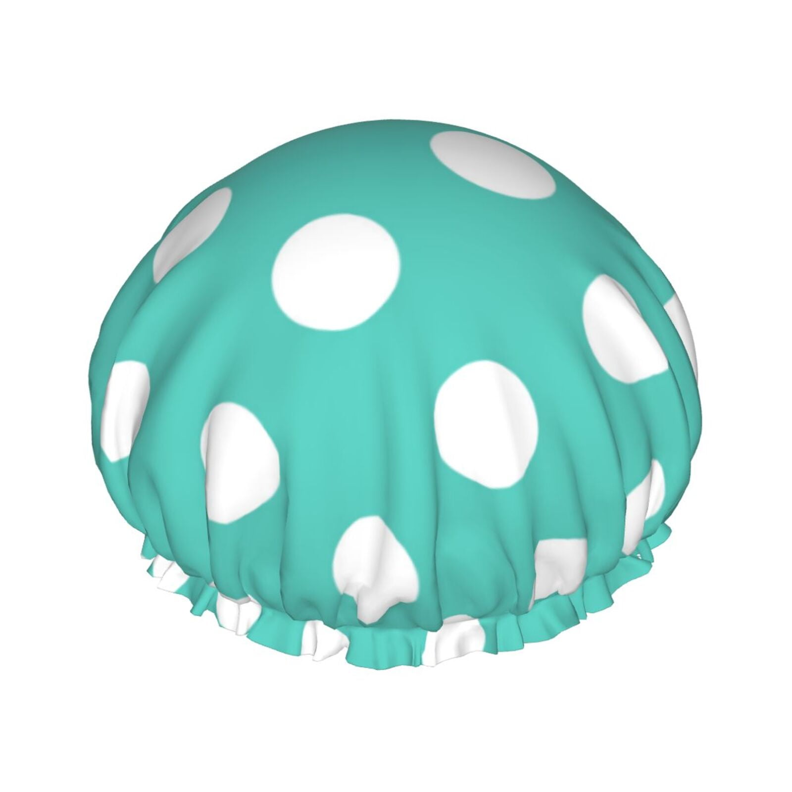 KLL Teal Turquoise And White Polka Dot Pattern Shower Cap & Bath Cap ...