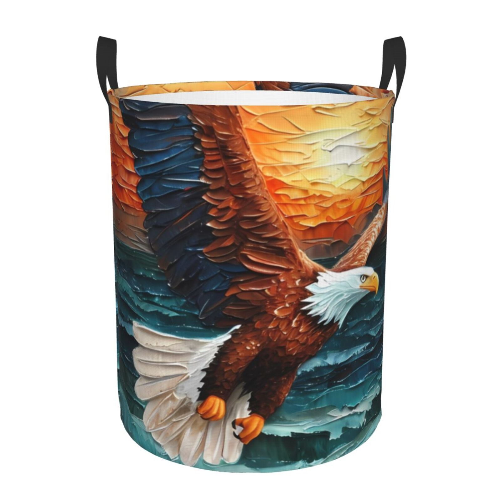 KLL Textured Bald Eagle Waterproof Foldable Laundry Hamper Bucket with ...