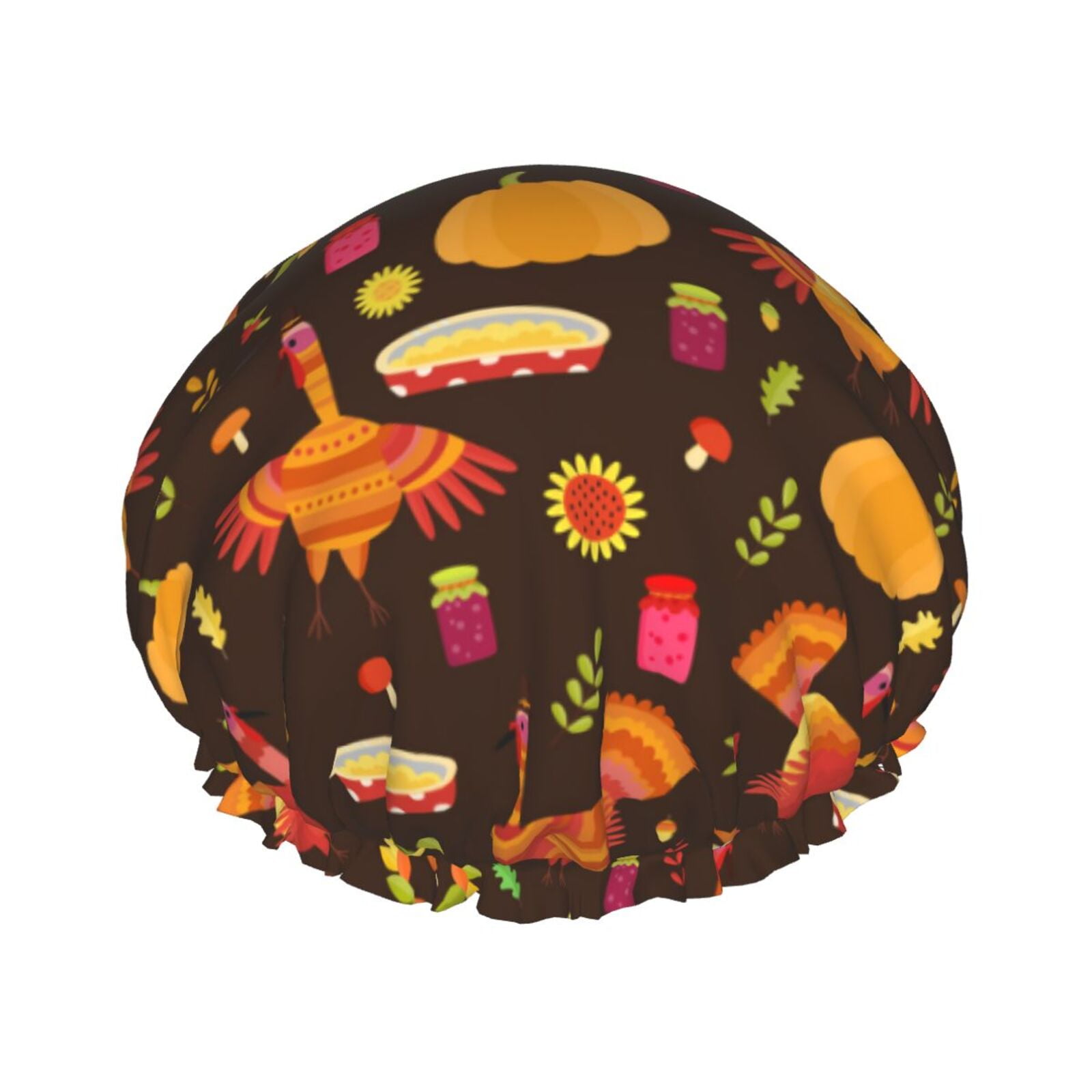 KLL Thanksgiving Turkey Pattern Shower Cap & Bath Cap for Women ...