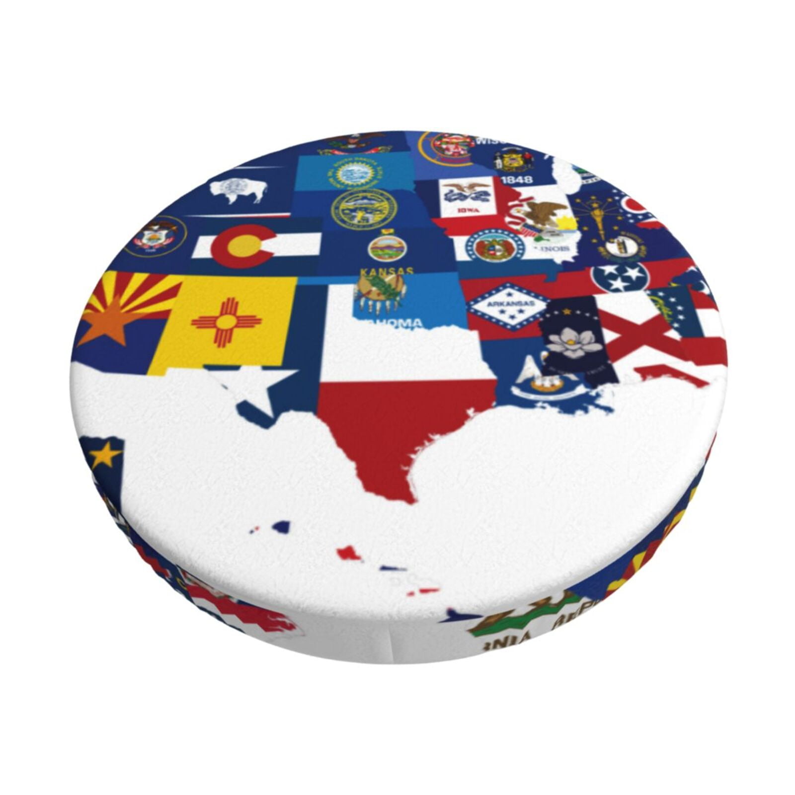 KLL The Map Of United States Round Bar Chair Cushion Cover 13 inch ,Bar ...