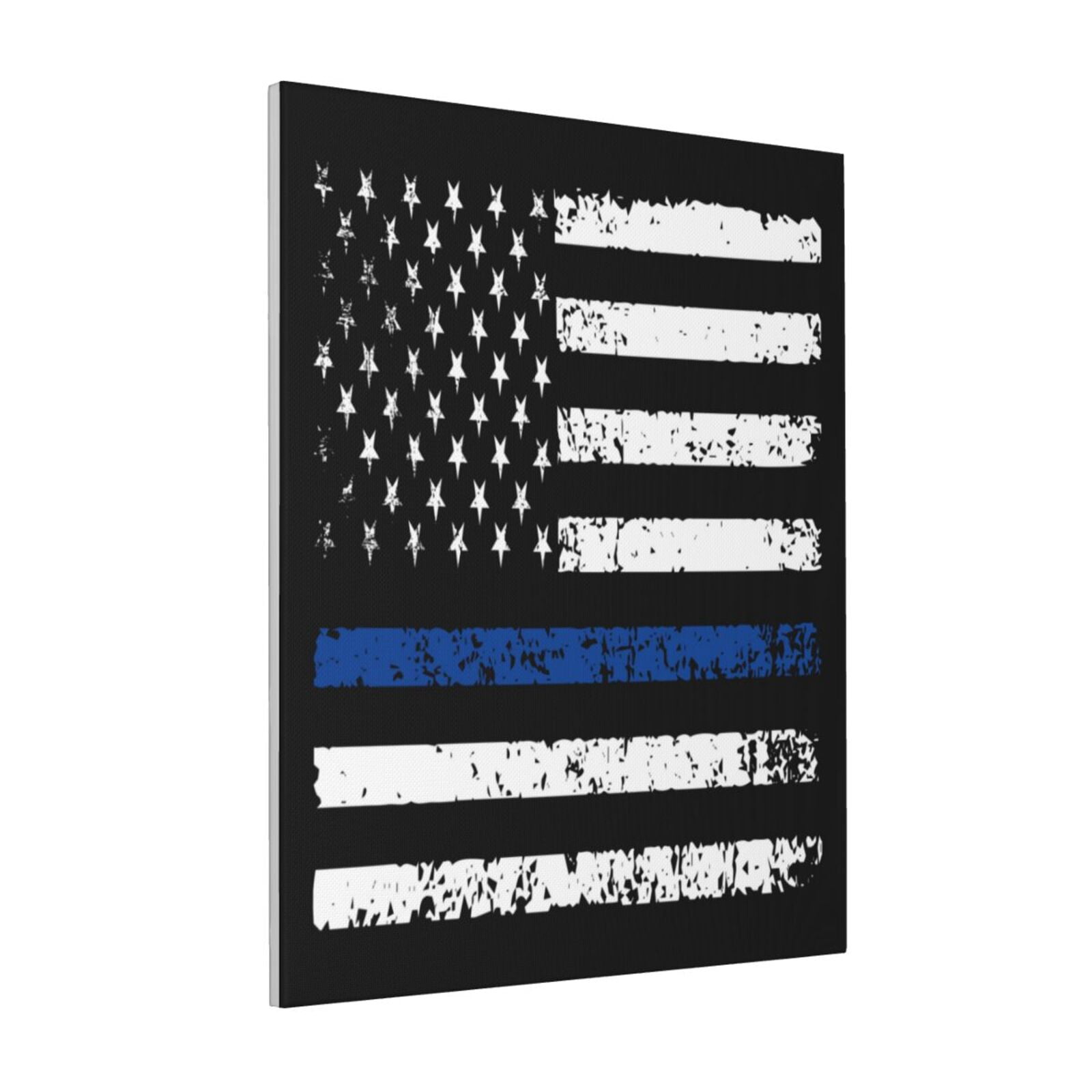 KLL Thin Blue Line Flag Print Canvas Wall Art, Canvas Painting Prints ...