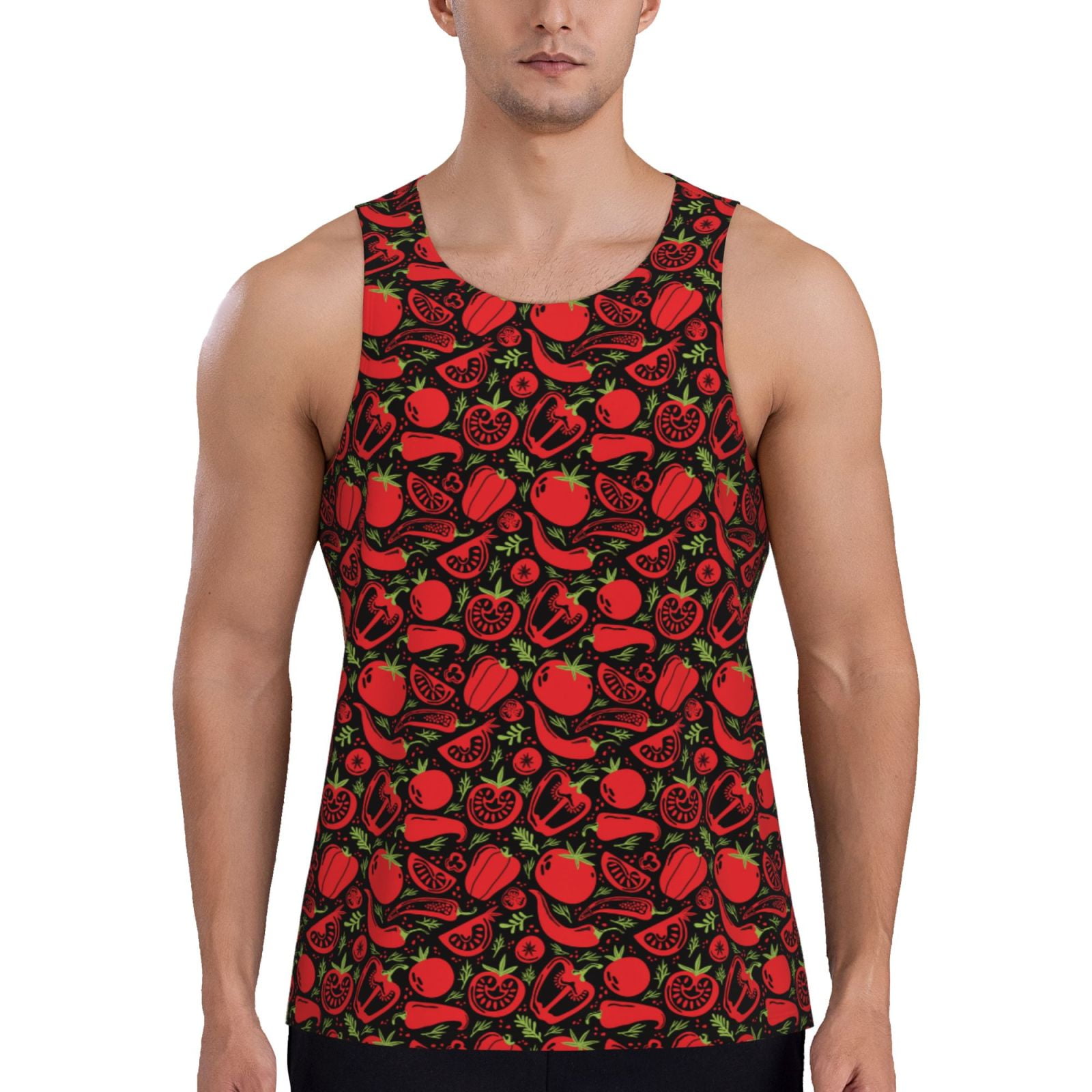KLL Tomatoes And Chili Print Men's Muscle Gym Workout Stringer Tank ...