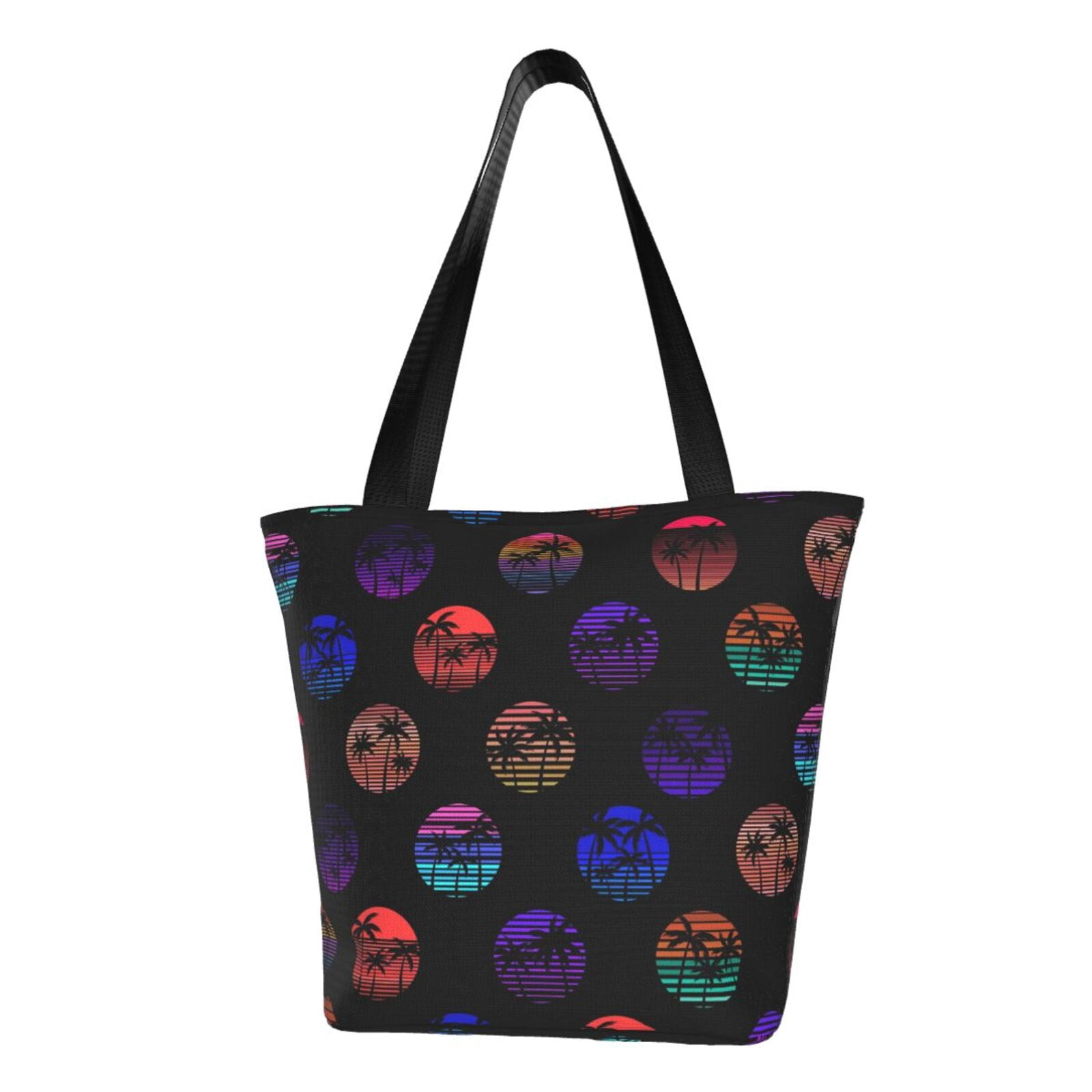 KLL Tote Bag for Women 80s Style Palm Trees Print Shopping Grocery ...