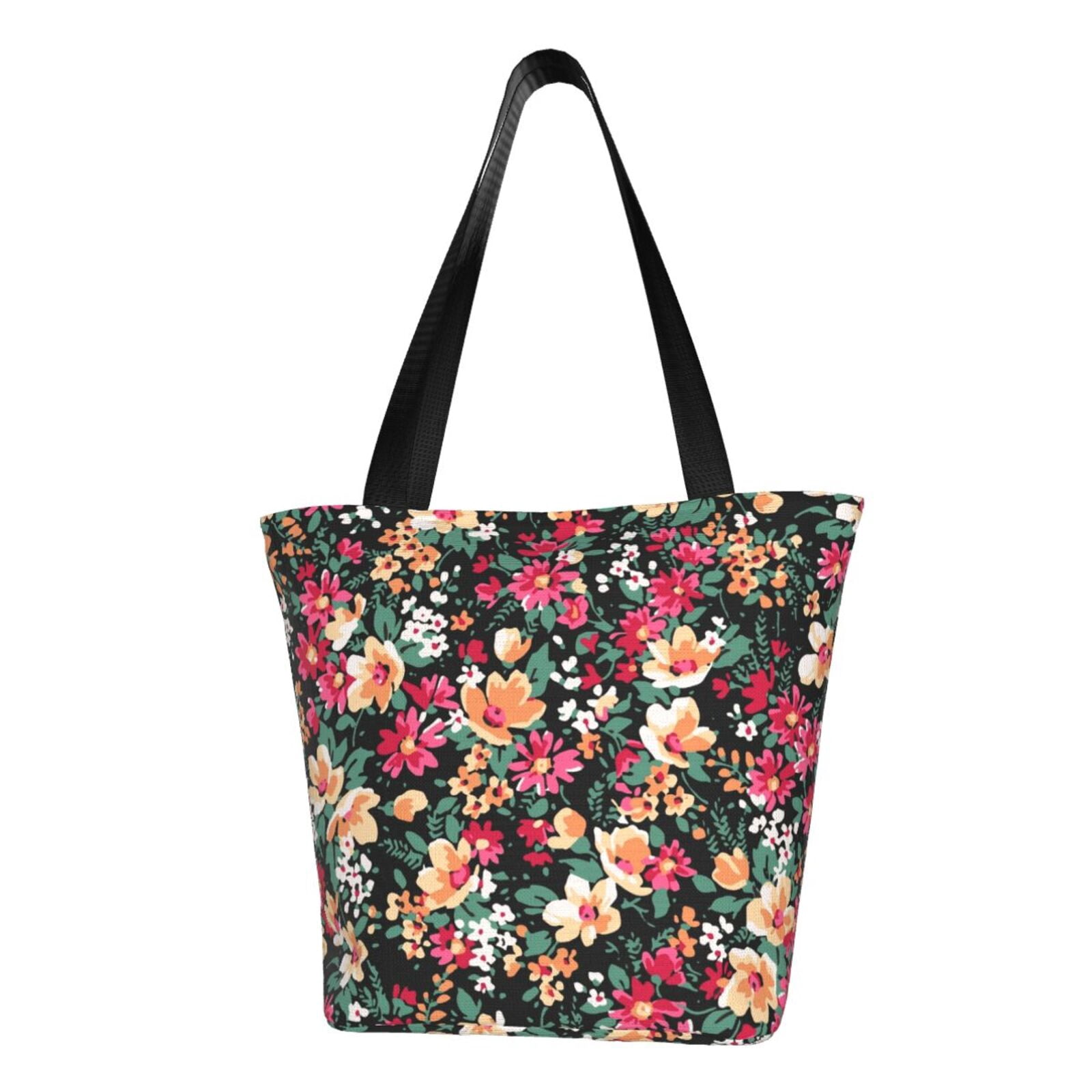 KLL Tote Bag for Women Many Kind Of Flowers Print Shopping Grocery ...