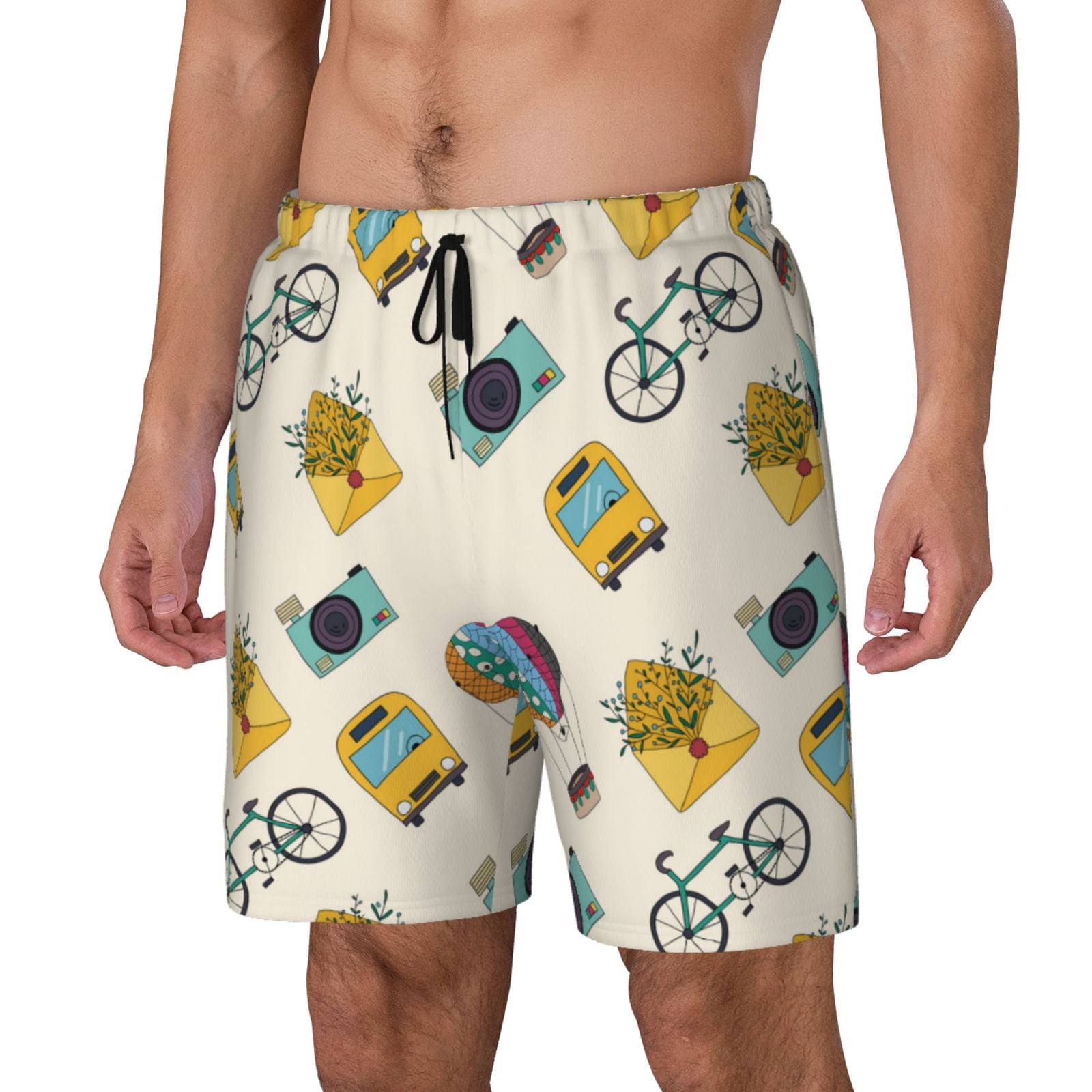 KLL Travel Elements for Mens Swim Trunks Quick Dry Swim Shorts with Built-in Compression Liner ...