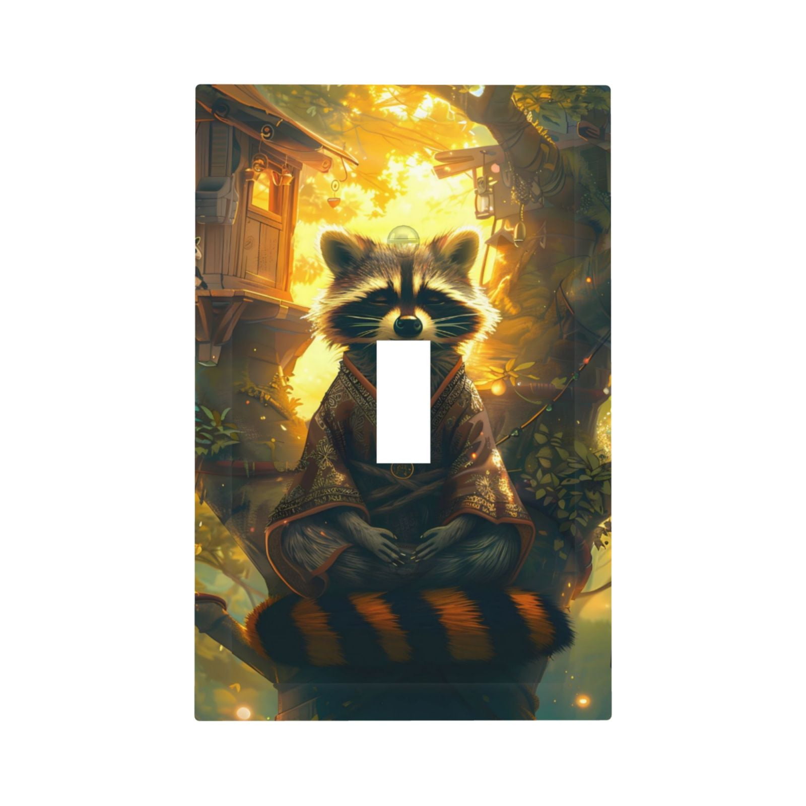 KLL Tree Meditating Raccoon Pattern Electrical Outlet Covers, 3" x 5" 1 ...