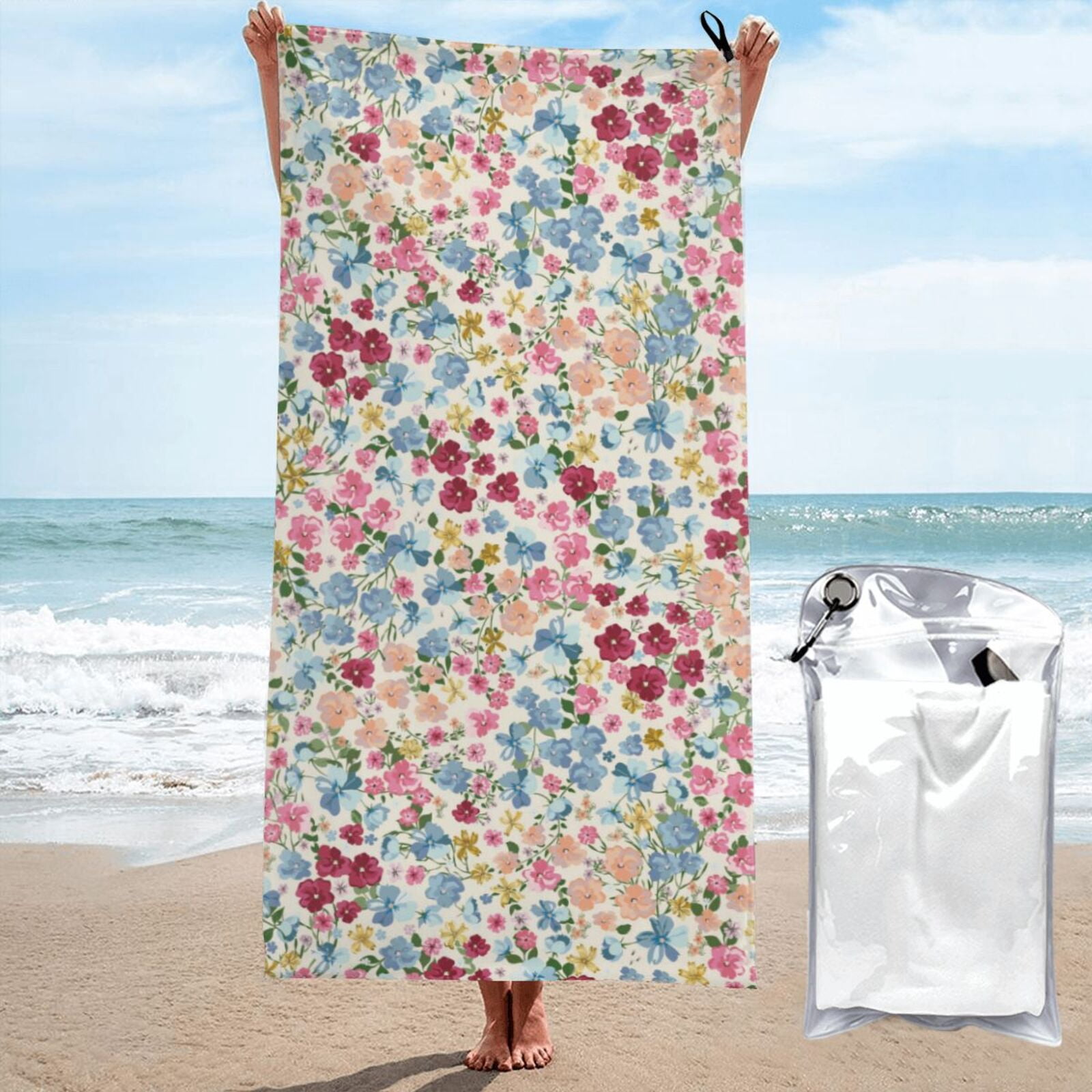 KLL Trendy Floral Design Microfiber Beach Towel Fast Drying,Extra Large ...