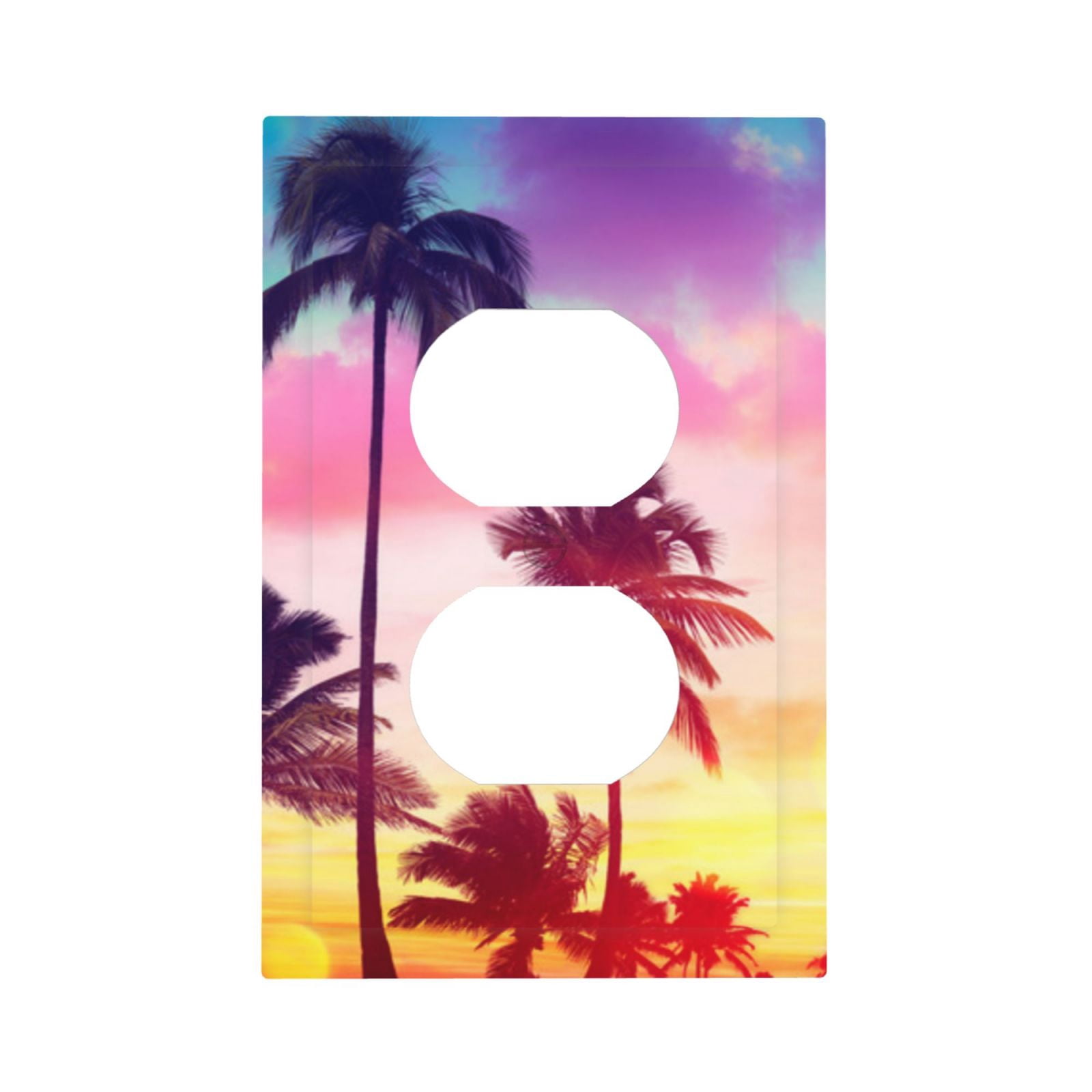 KLL Tropical Palm Tree at Sunset Pattern Electrical Outlet Covers, 3" x ...