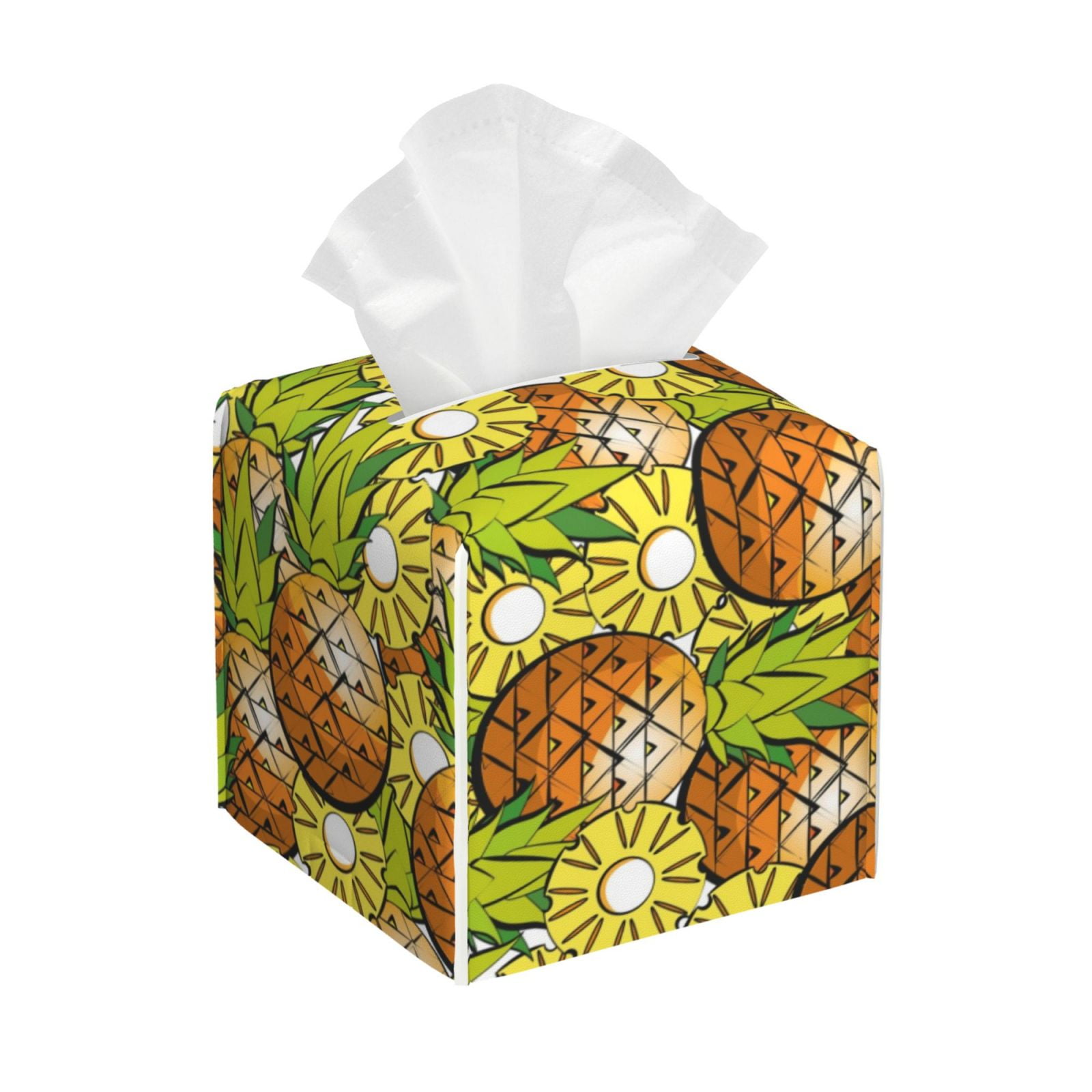 KLL Tropical Summer Fruit Print Tissue Box Cover,Leather Tissue Holder ...
